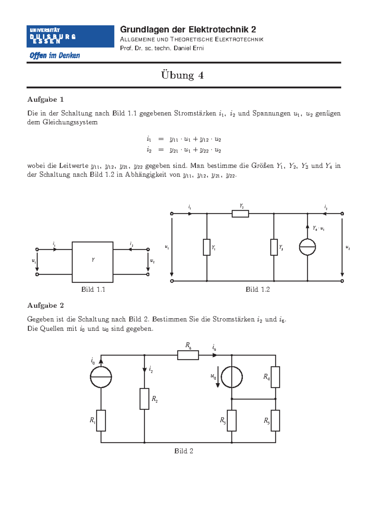 Übung SS20-5 - ALLGEMEINE UND THEORETISCHE ELEKTROTECHNIK Die in der ...
