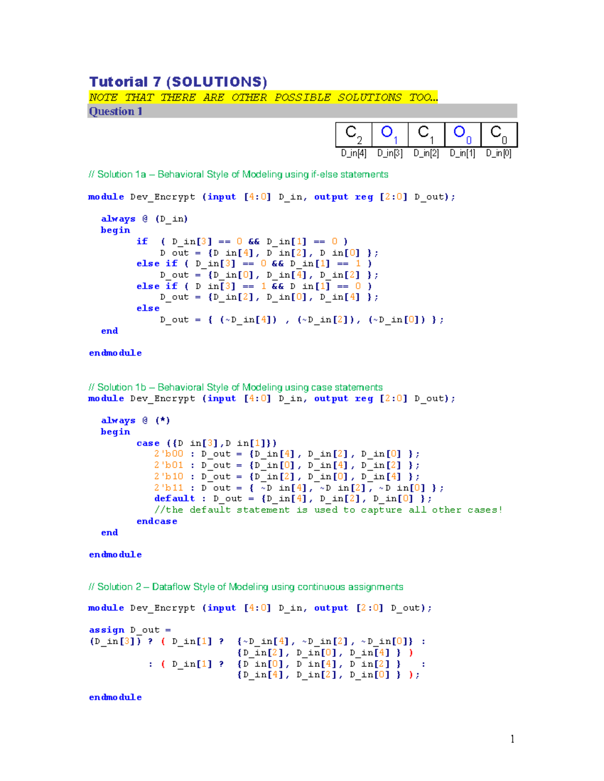EE2026 Tutorial-7 Solutions (wk8) - Tutorial 7 (SOLUTIONS) NOTE THAT ...