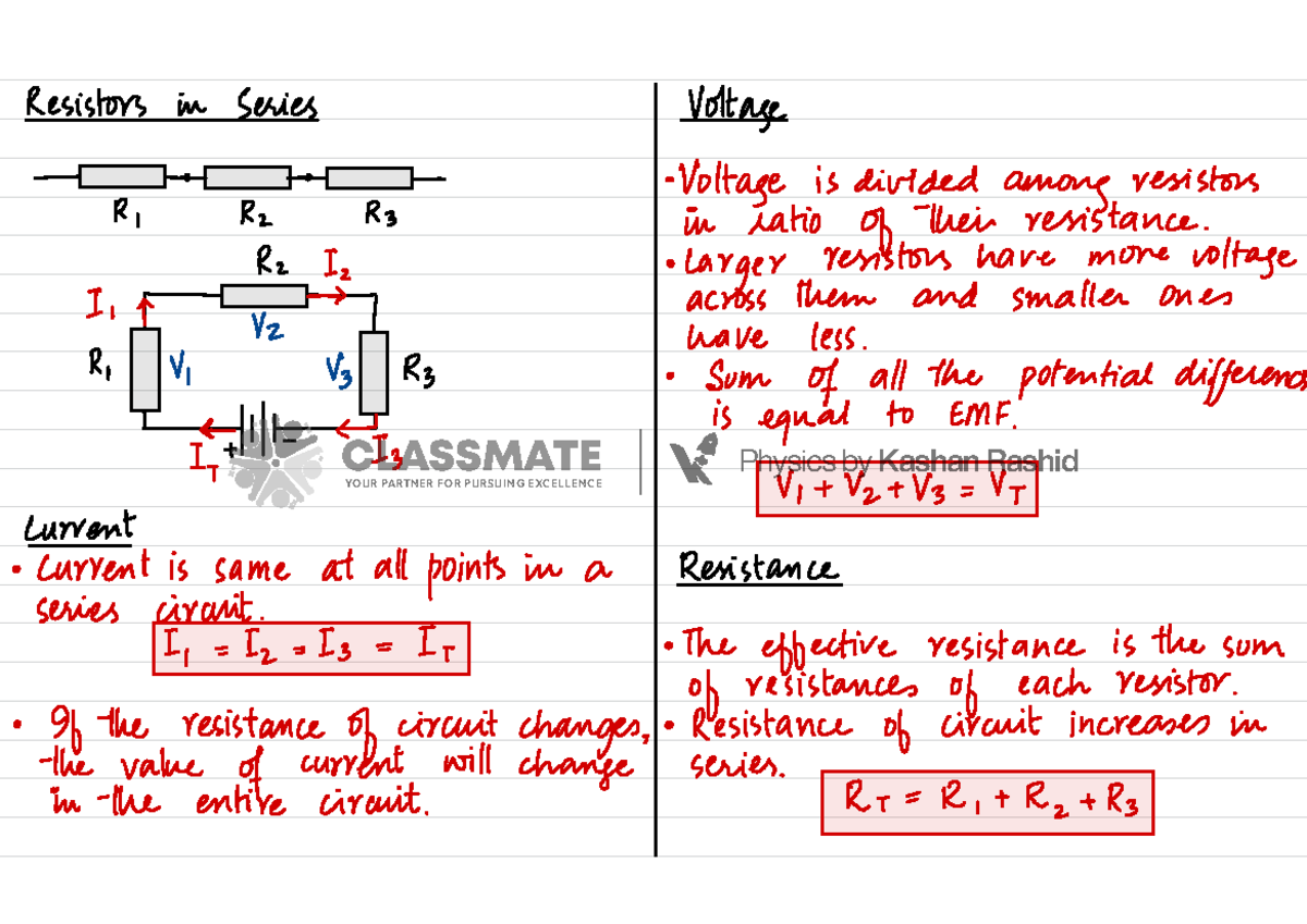 DC (direct current) circuits - Resistors in series Voltage → → ...