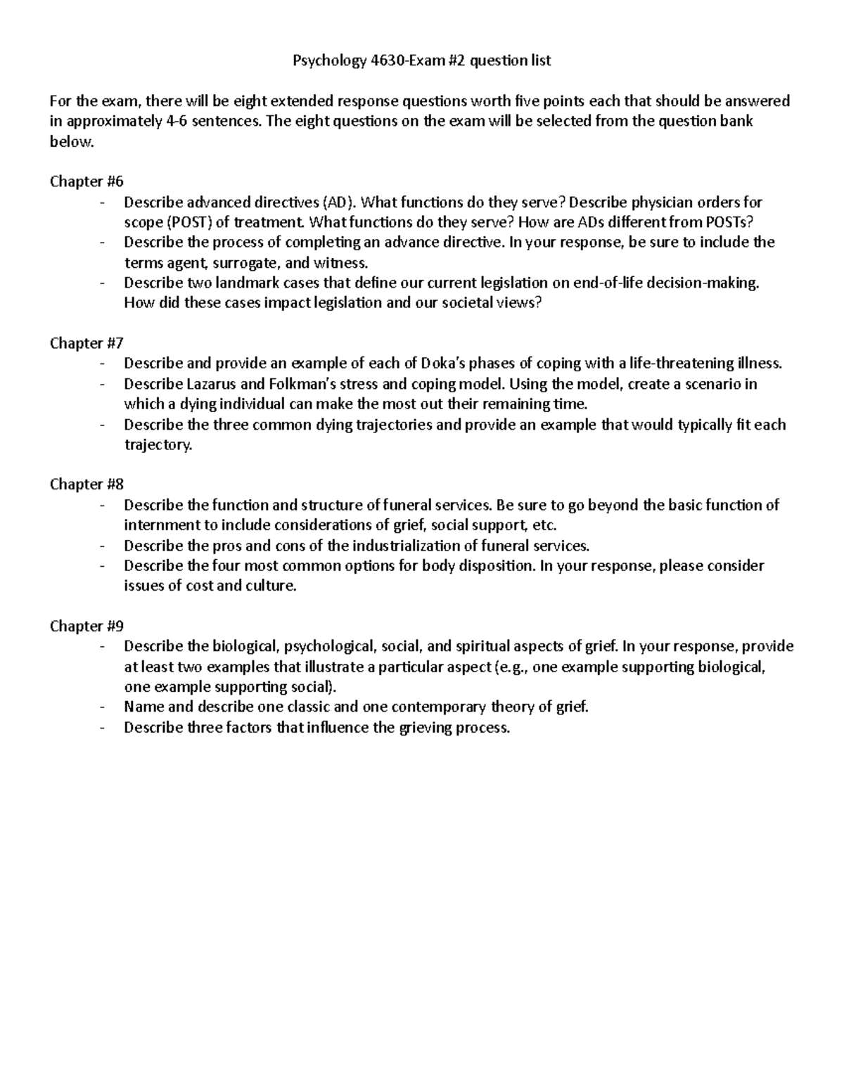 4630-Exam #2 extended response questions (2022) - Psychology 4630-Exam ...