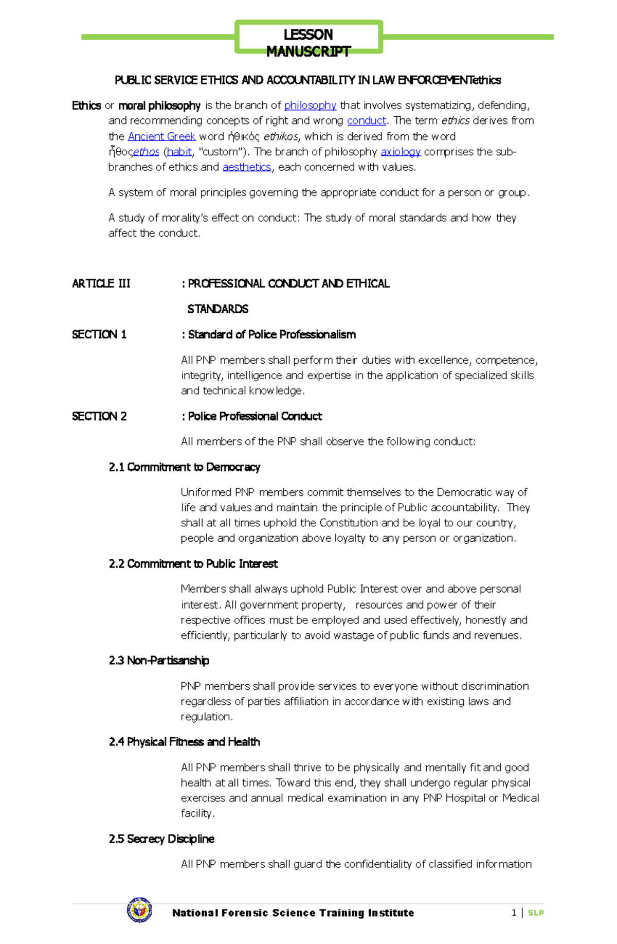 2 - Public Service Ethics and Accountability in Law Enforcement ...