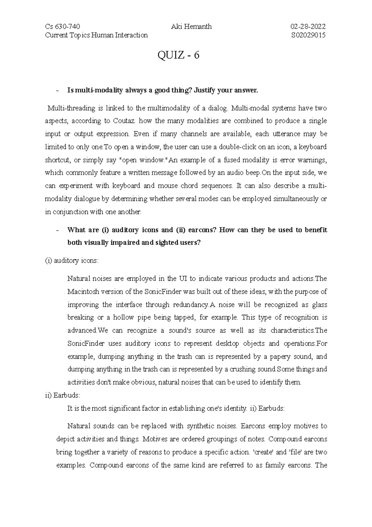Qui Z-6-Hci - Its a quiz questions that are asked to perform aand ...