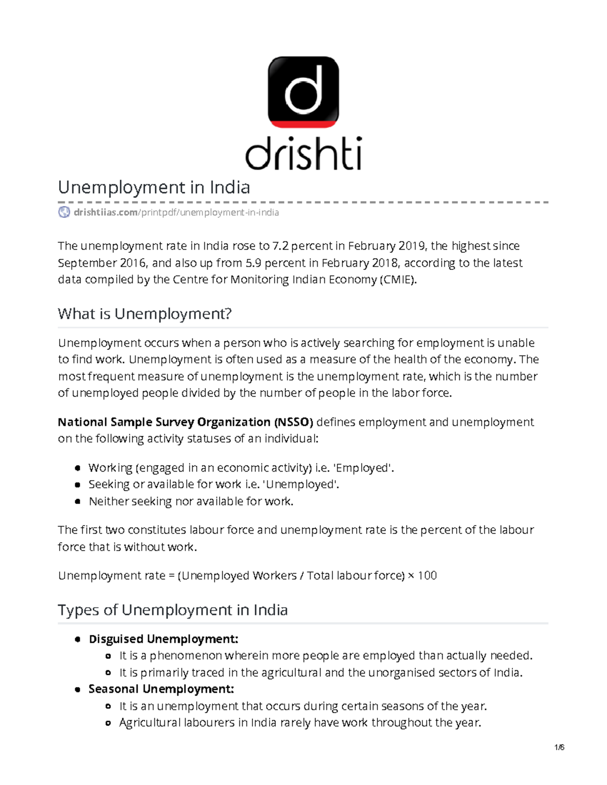 Unemployment-in-india - Unemployment in India drishtiias/printpdf ...