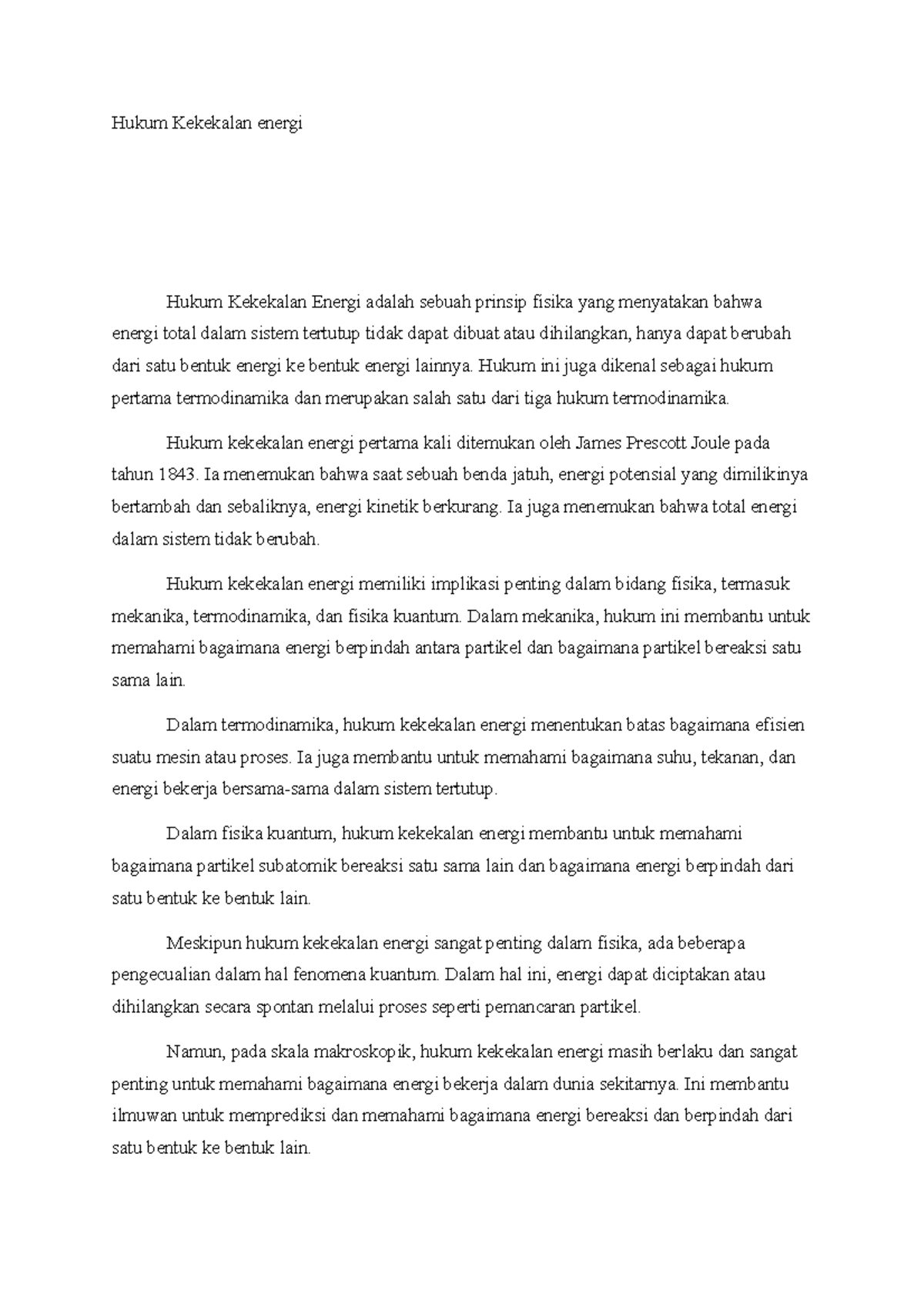 Hukum Kekekalan energi - Hukum Kekekalan energi Hukum Kekekalan Energi ...