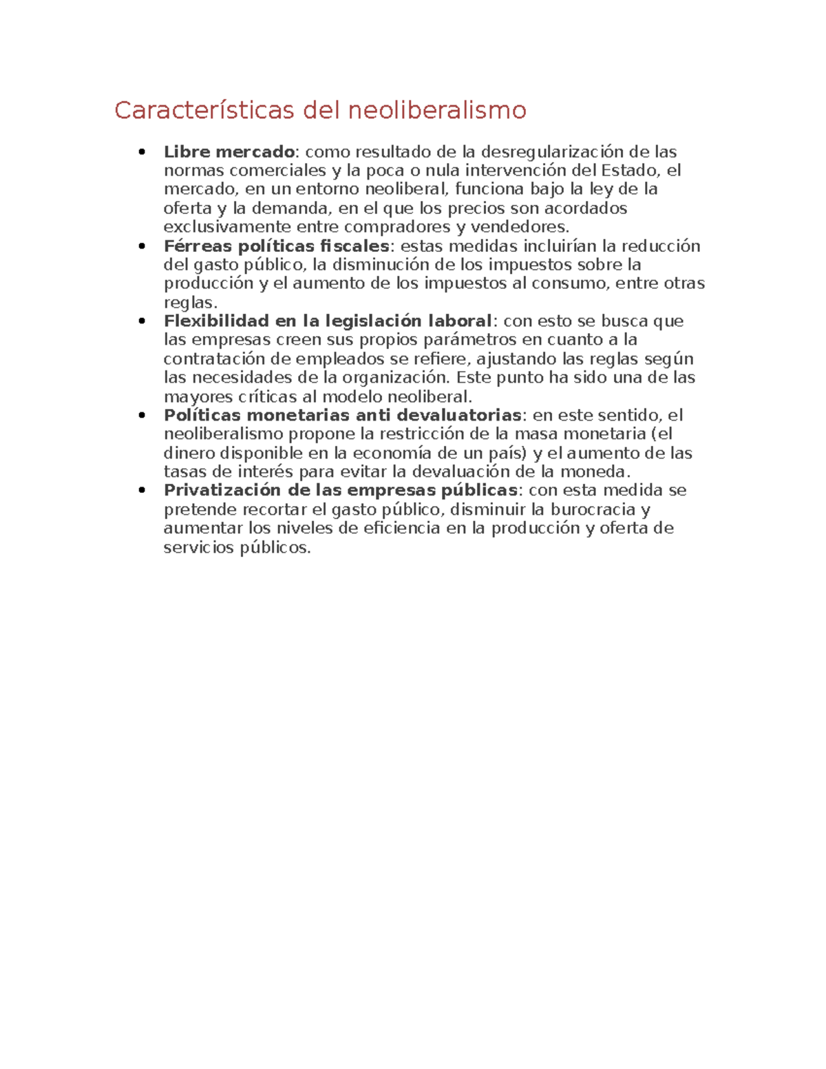 Características del neoliberalismo - Características del neoliberalismo ...