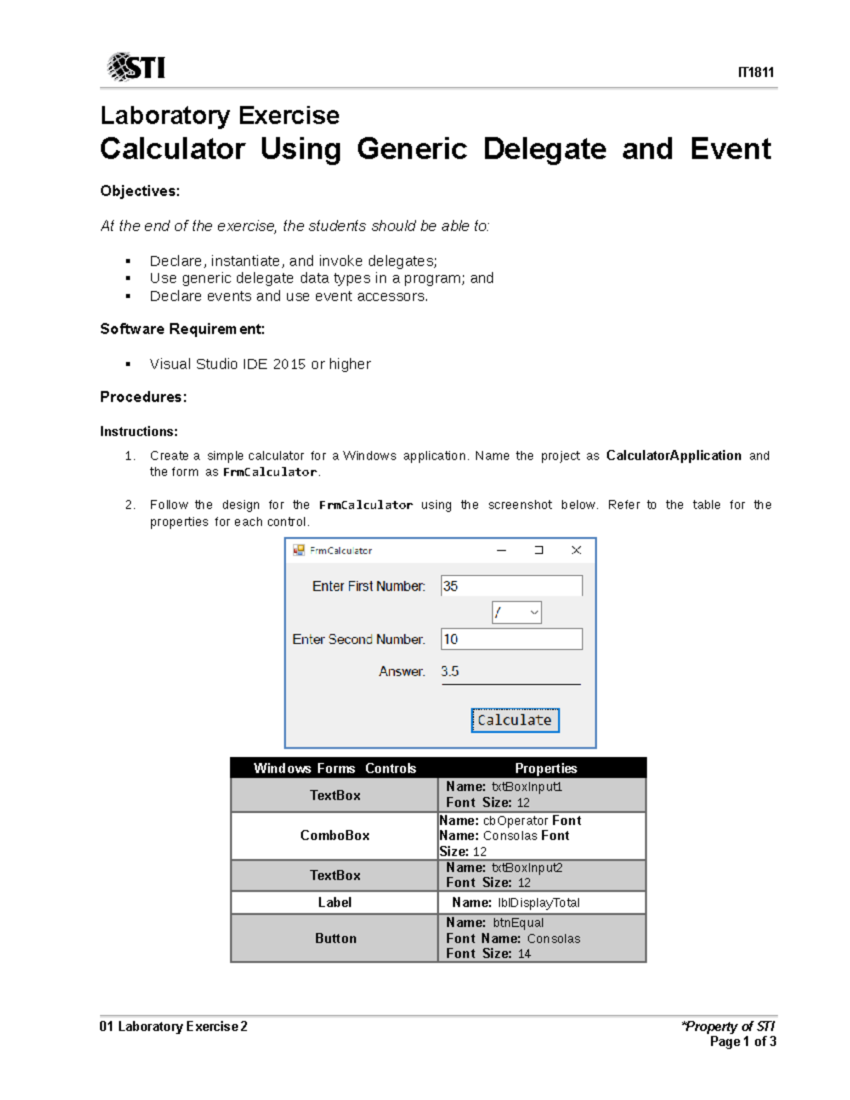 01 Laboratory Exercise 2 - Laboratory Exercise Calculator Using Generic ...
