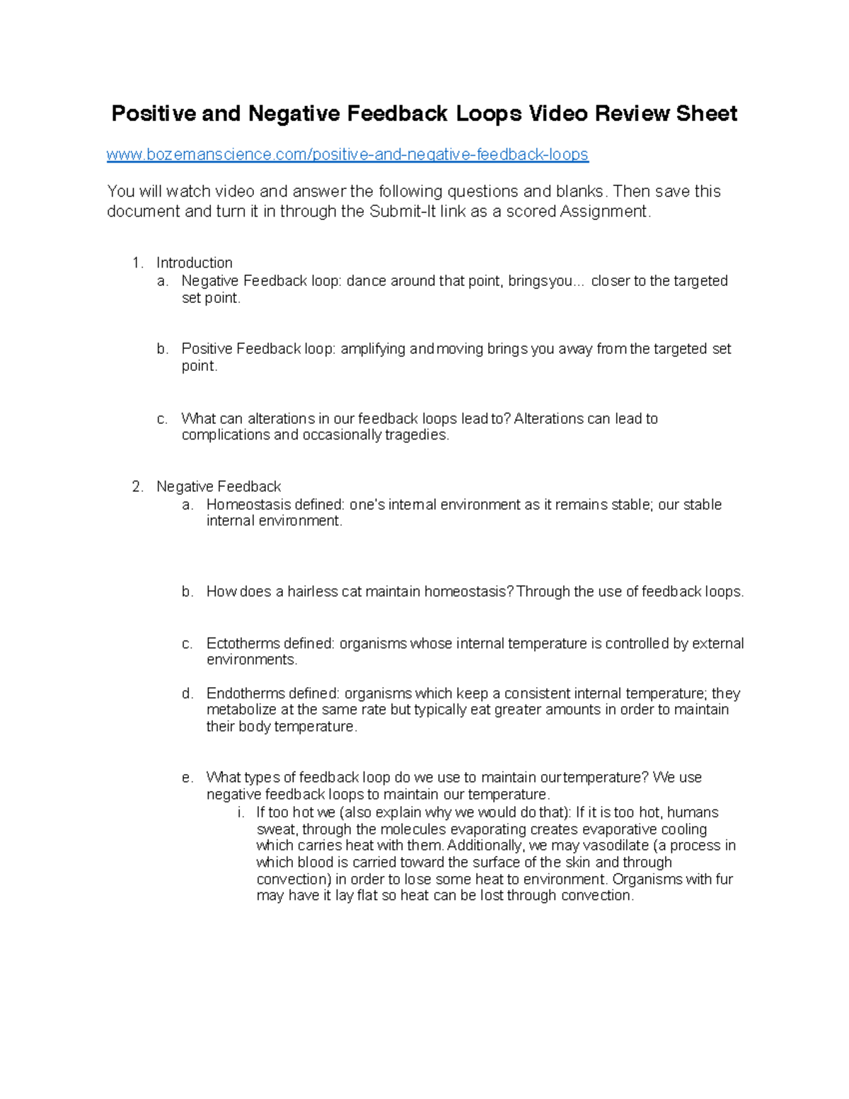 Lab four doc one - lab work - Positive and Negative Feedback Loops ...