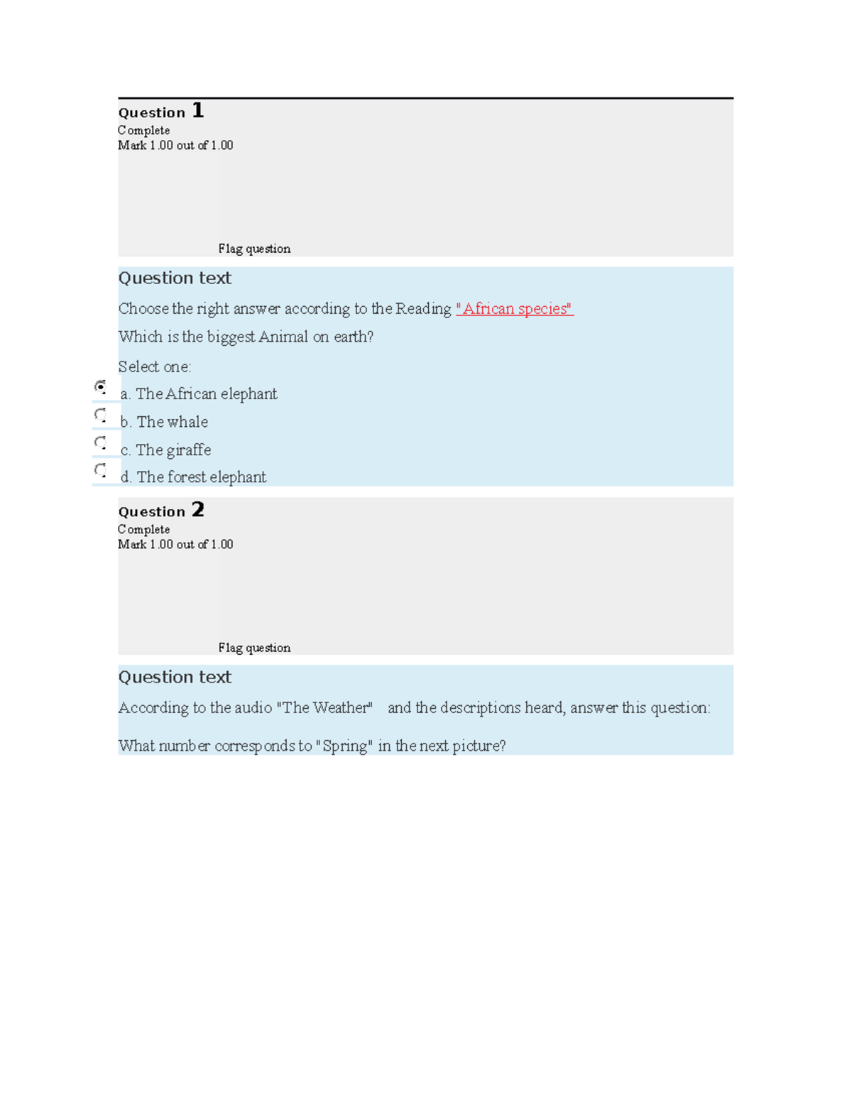 Quiz igles - examen - Question 1 Complete Mark 1 out of 1. Flag ...