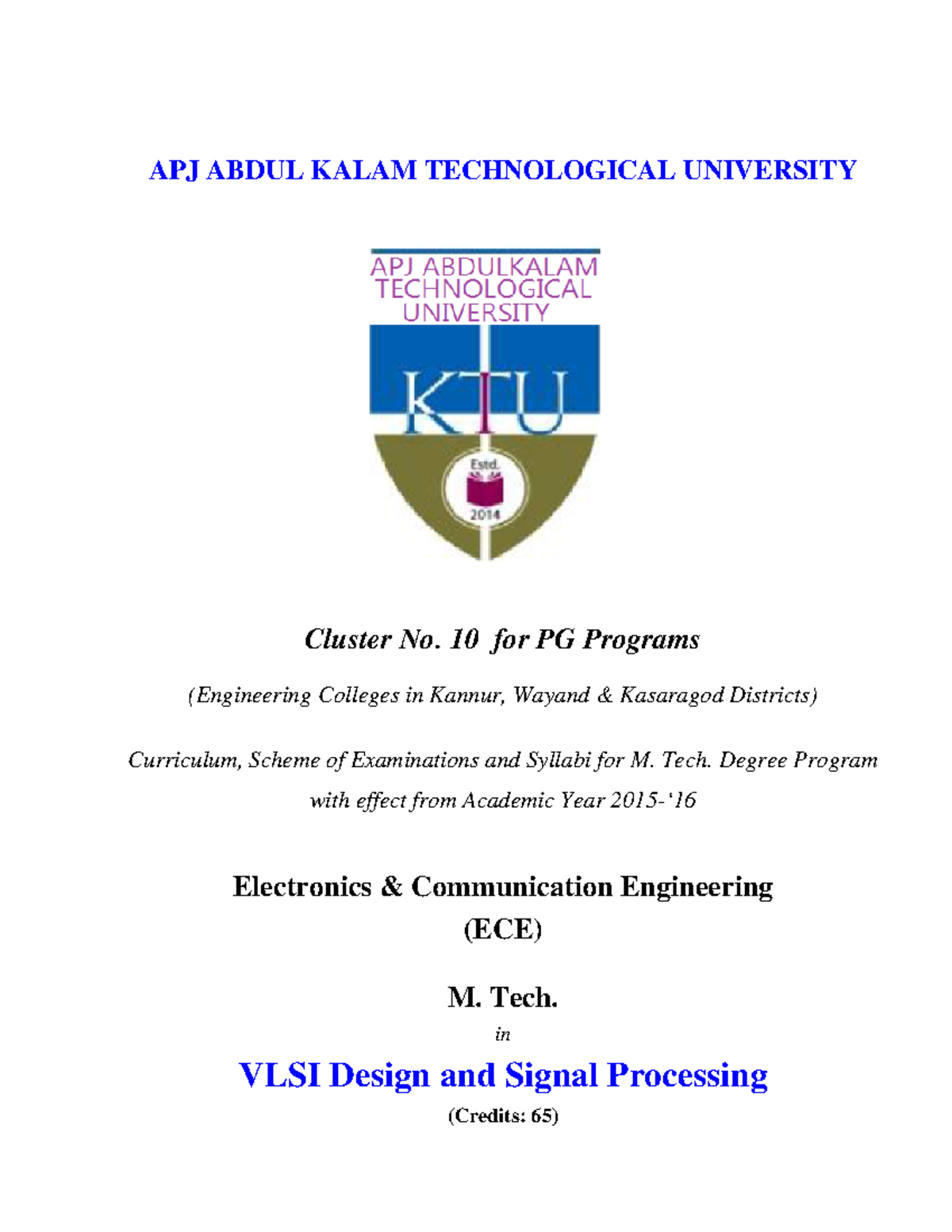 VLSIdesignandsignalprocessing - APJ ABDUL KALAM TECHNOLOGICAL ...