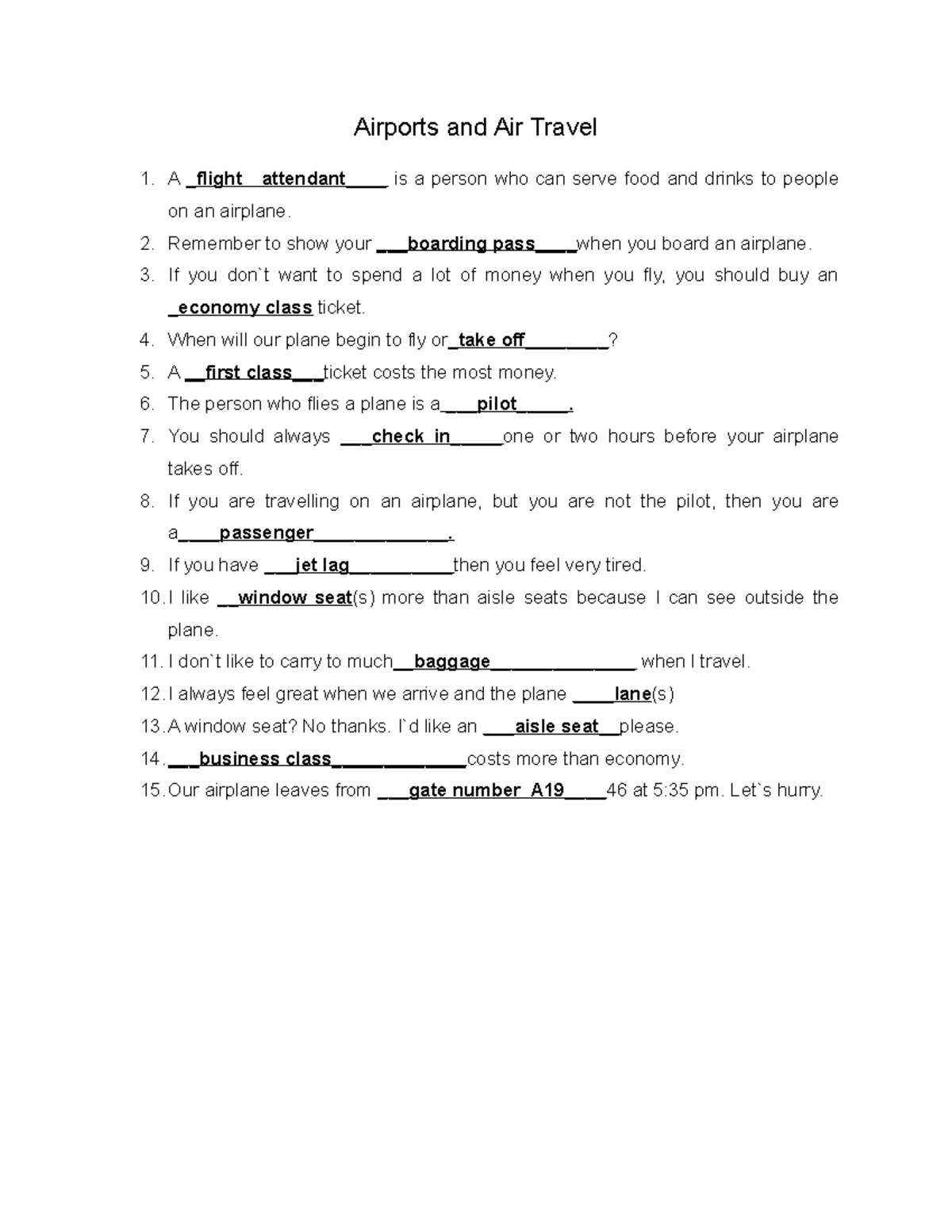 Ramírez Andrea Airports and Air Travel worksheet - Inglés II - UNAH ...
