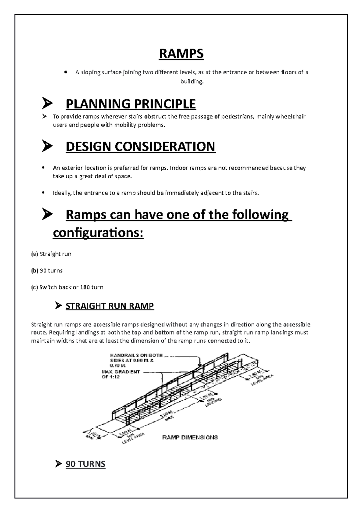 Ramps - notes - RAMPS A sloping surface joining two different levels ...