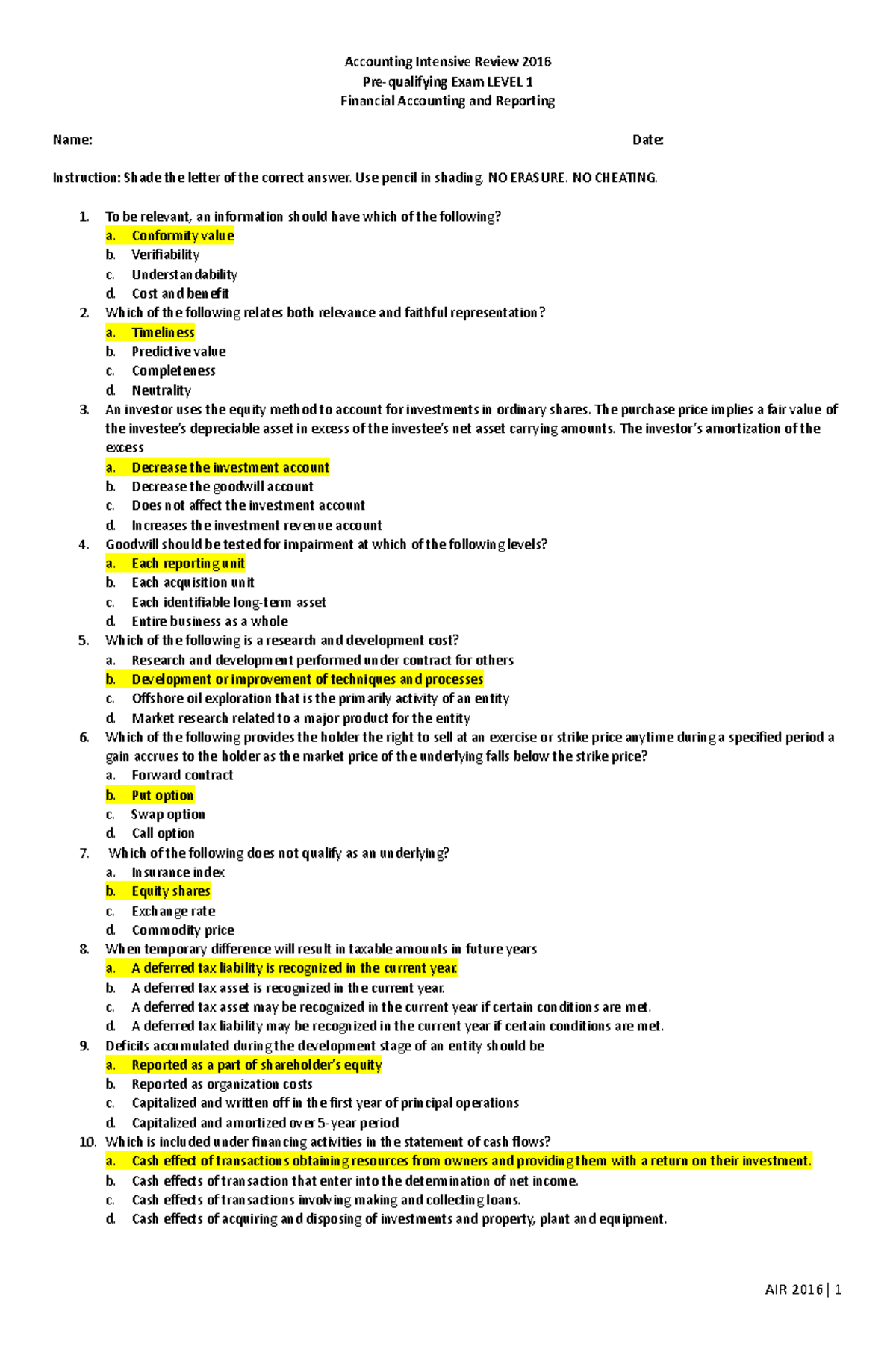 Quali FAR LVL 1 - Financial Accounting Reviewer - Accounting Intensive ...