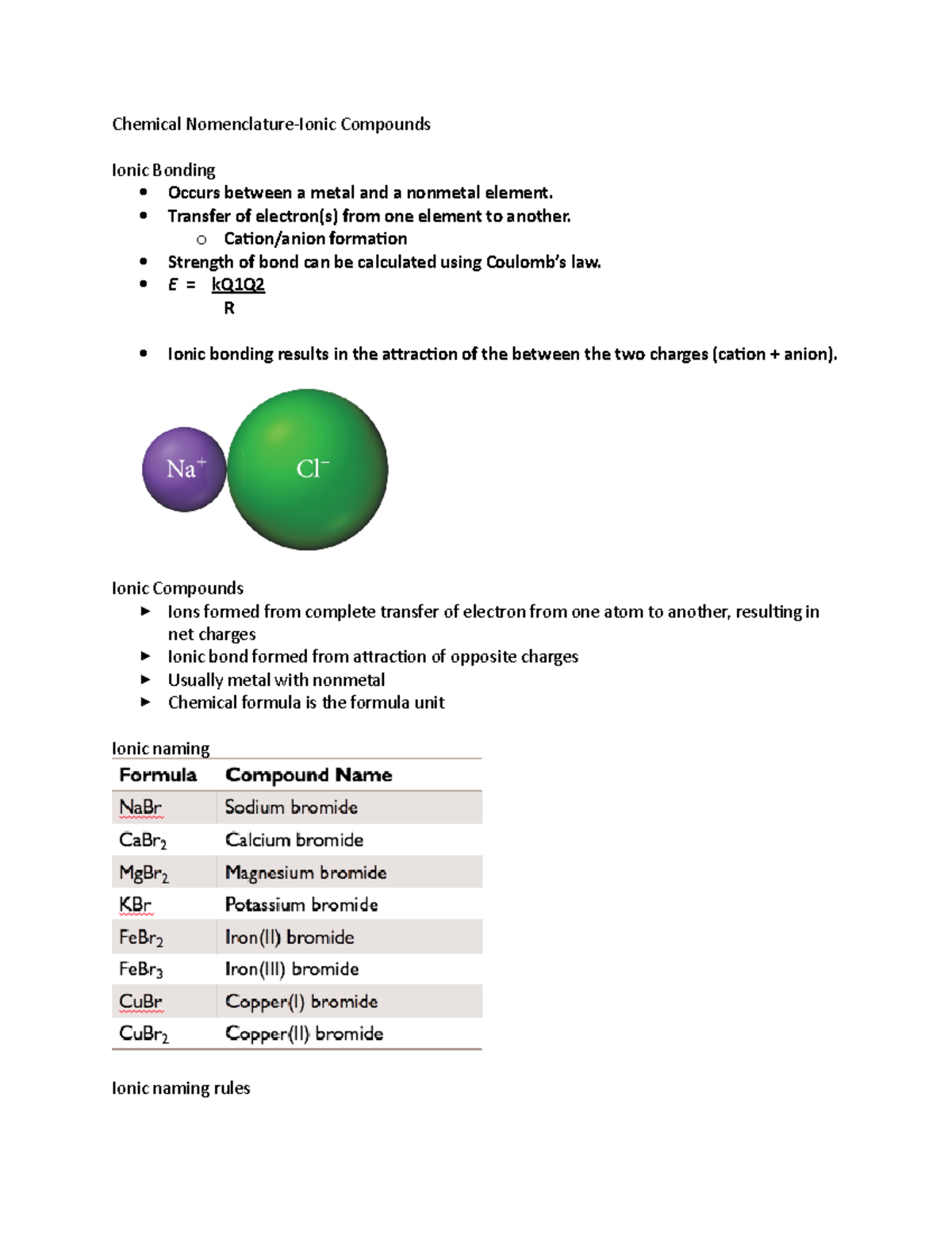 Chemical Nomenclature - Chemical Nomenclature-Ionic Compounds Ionic ...