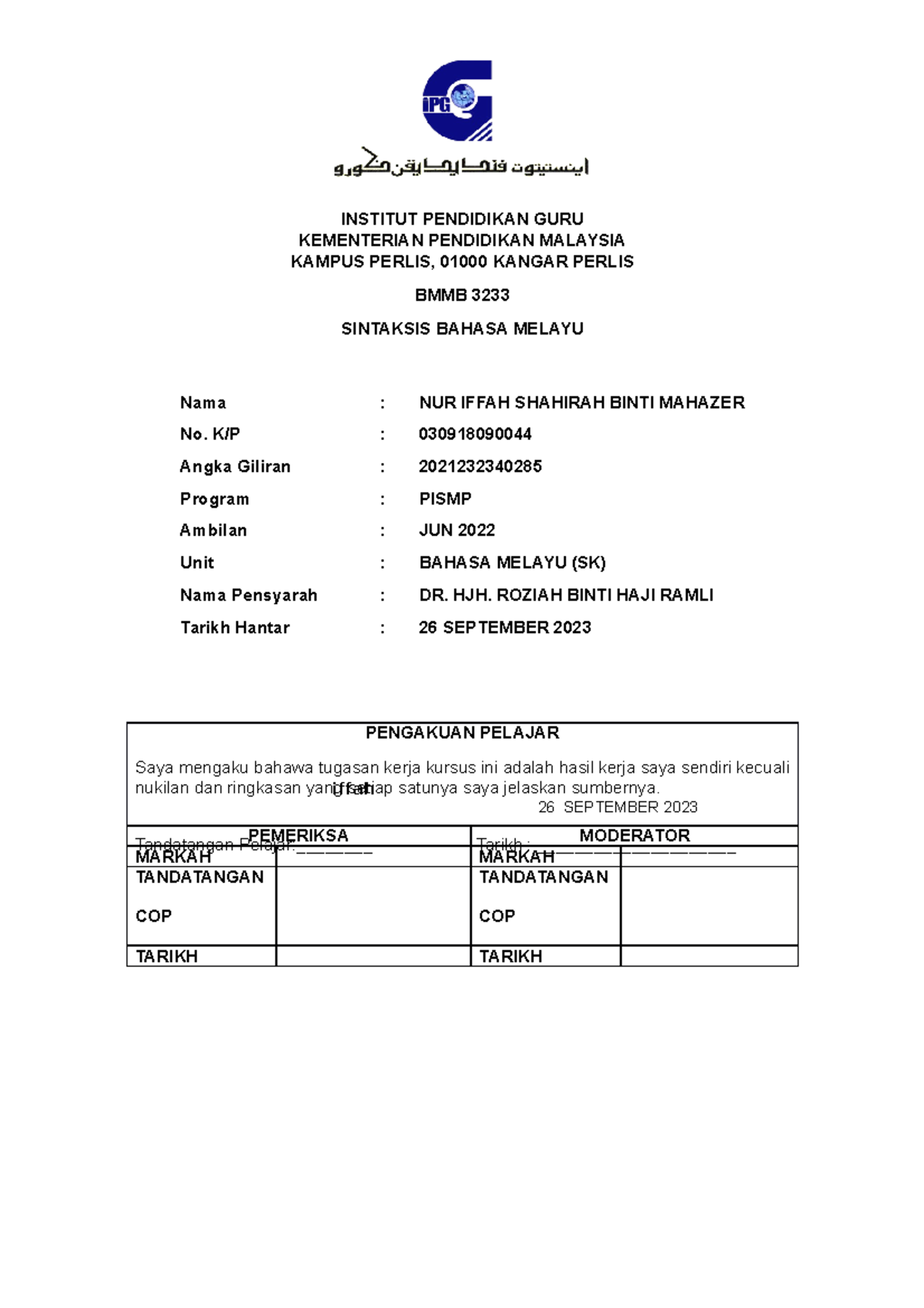 literature of language - INSTITUT PENDIDIKAN GURU KEMENTERIAN ...