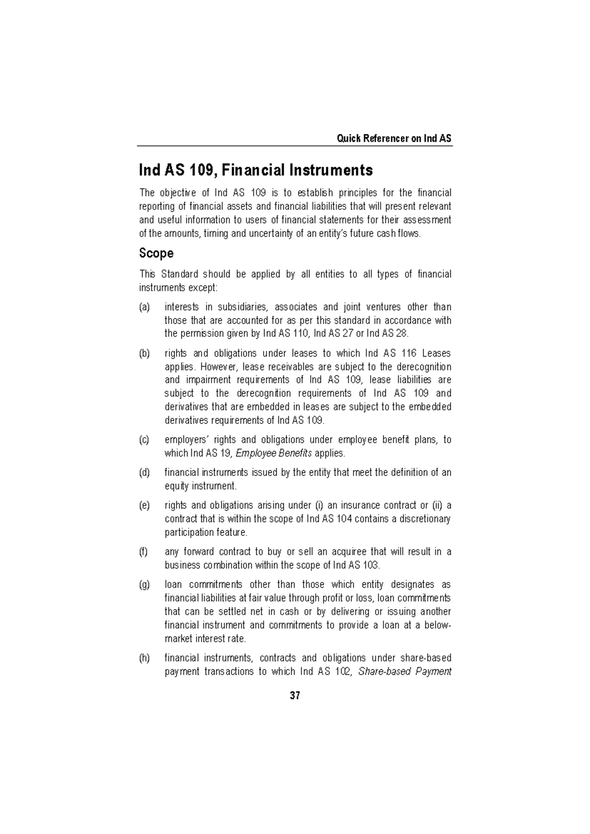Summary Ind-AS 109, 1, 7 - Ind AS 109, Financial Instruments The ...