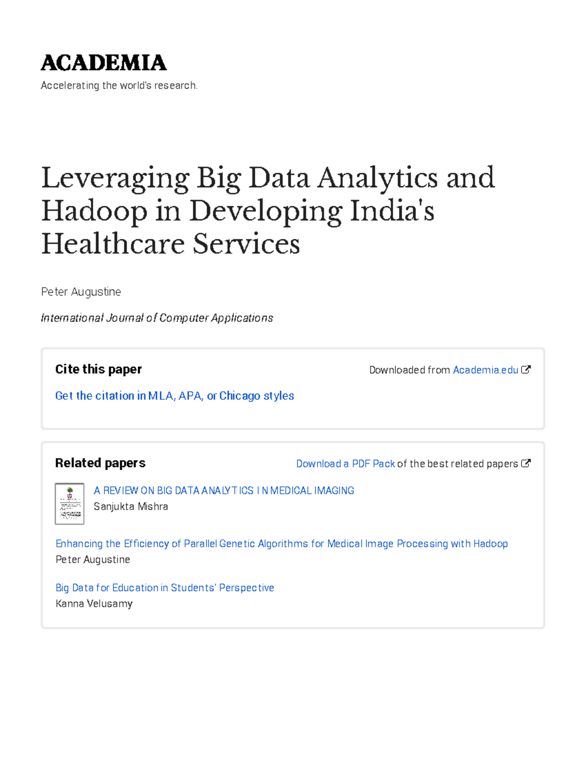 Research Paper LY A 12 - Leveraging Big Data Analytics and Hadoop in Developing India's ...