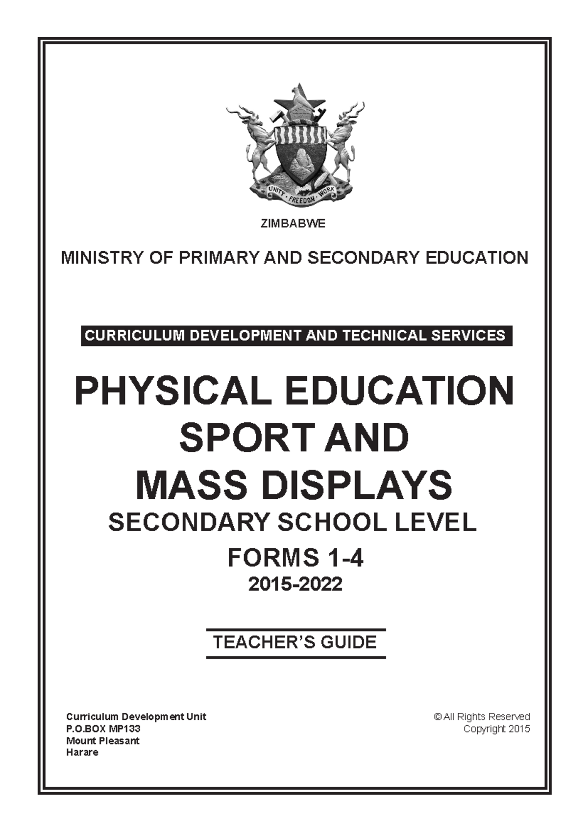 FORM 1-3 PE NOTES - MINISTRY OF PRIMARY AND SECONDARY EDUCATION ...