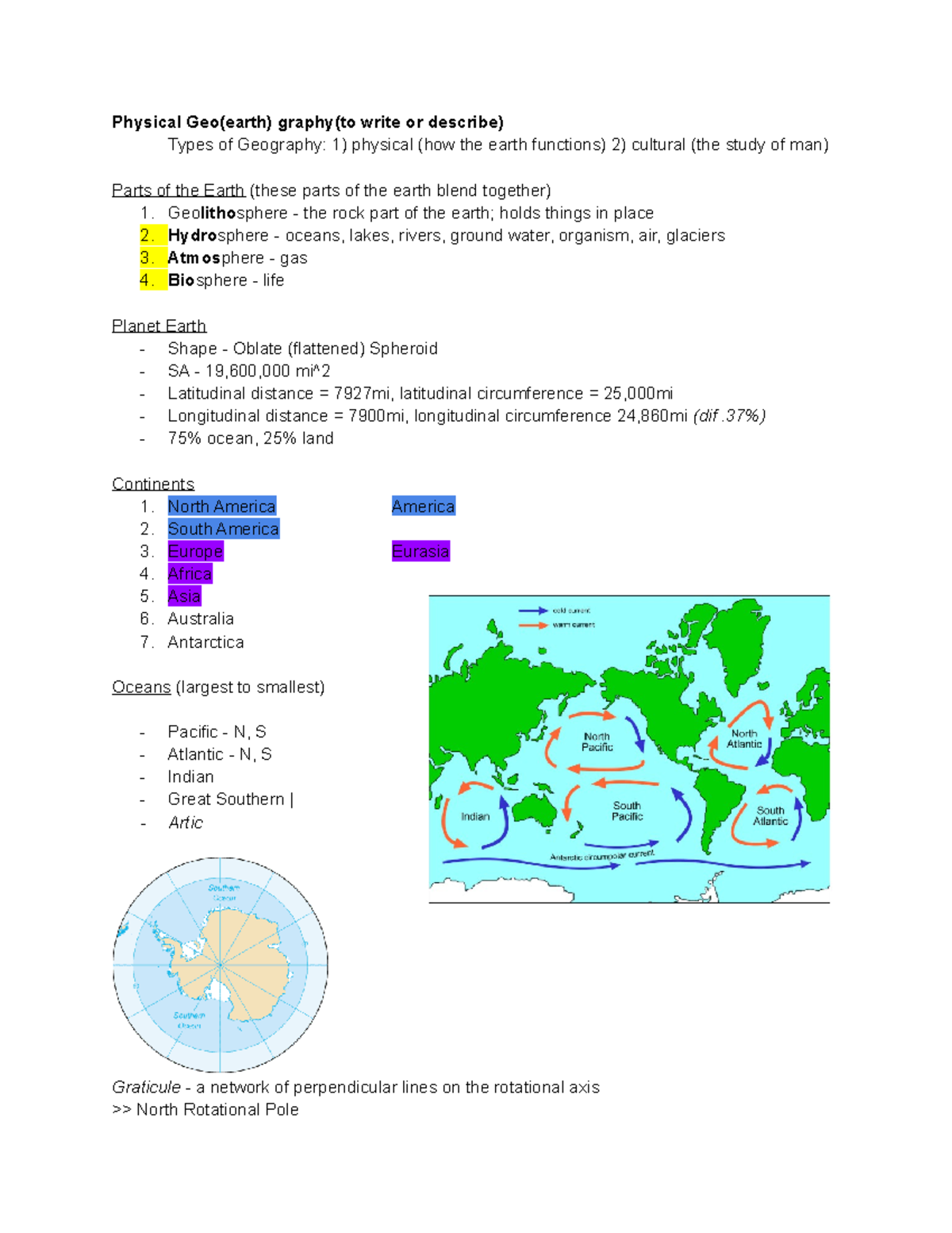 First Quarter Notes - Physical Geo(earth) graphy(to write or describe ...