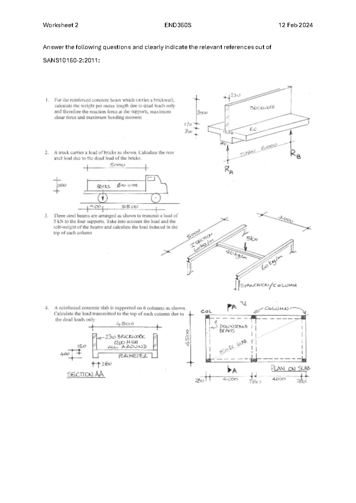 Worksheet 2 Loading - Worksheet 2 END360S 12 Feb 2024 Answer the ...