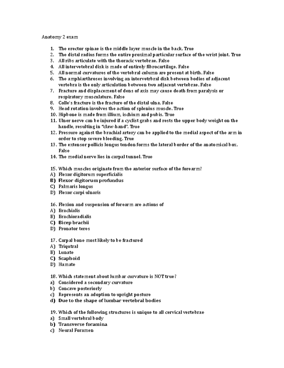 Anatomy-2-exam - Practice for exam 2 - Anatomy 2 exam The erector ...