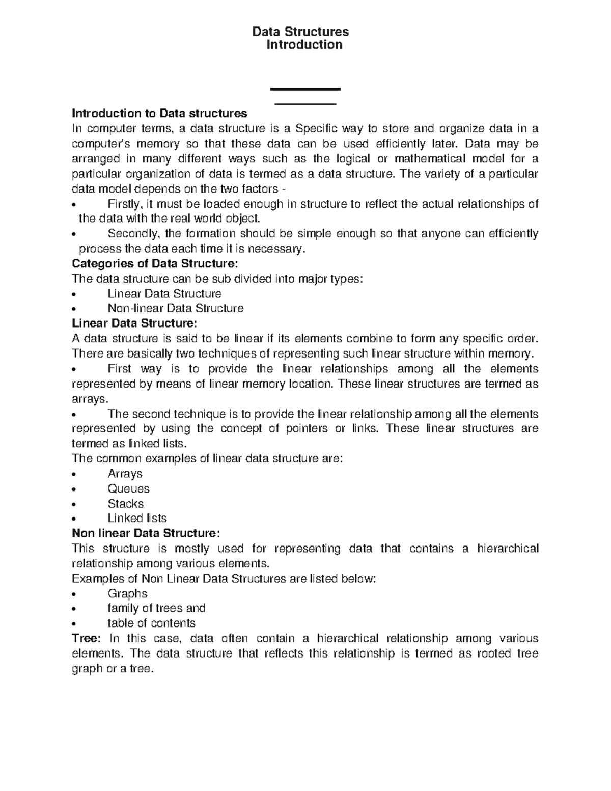 Data Structures Introduction In Computer Terms A Data Structure Is A Specific Way To Store