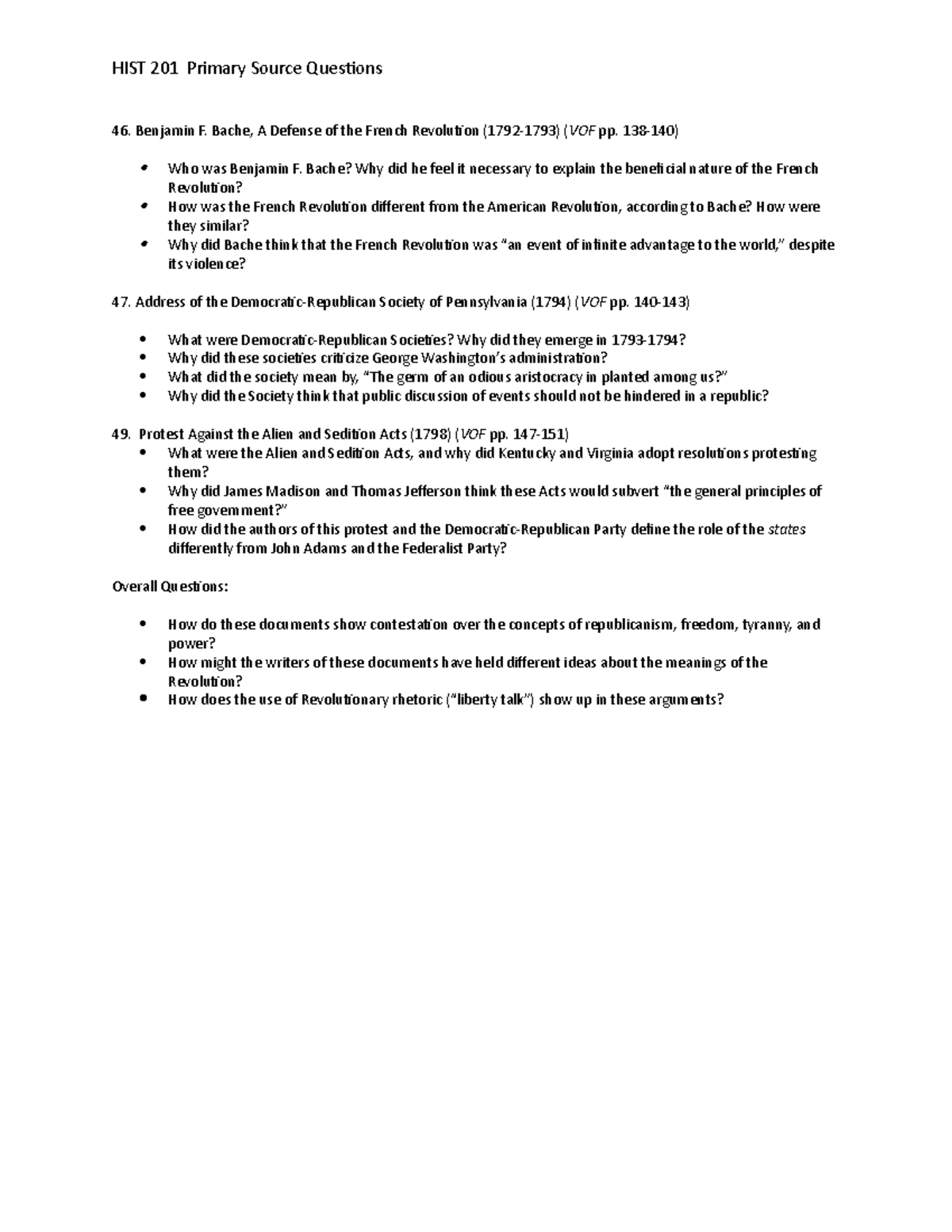 Questions for Ideologies and Politics primary documents - HIST 201 ...