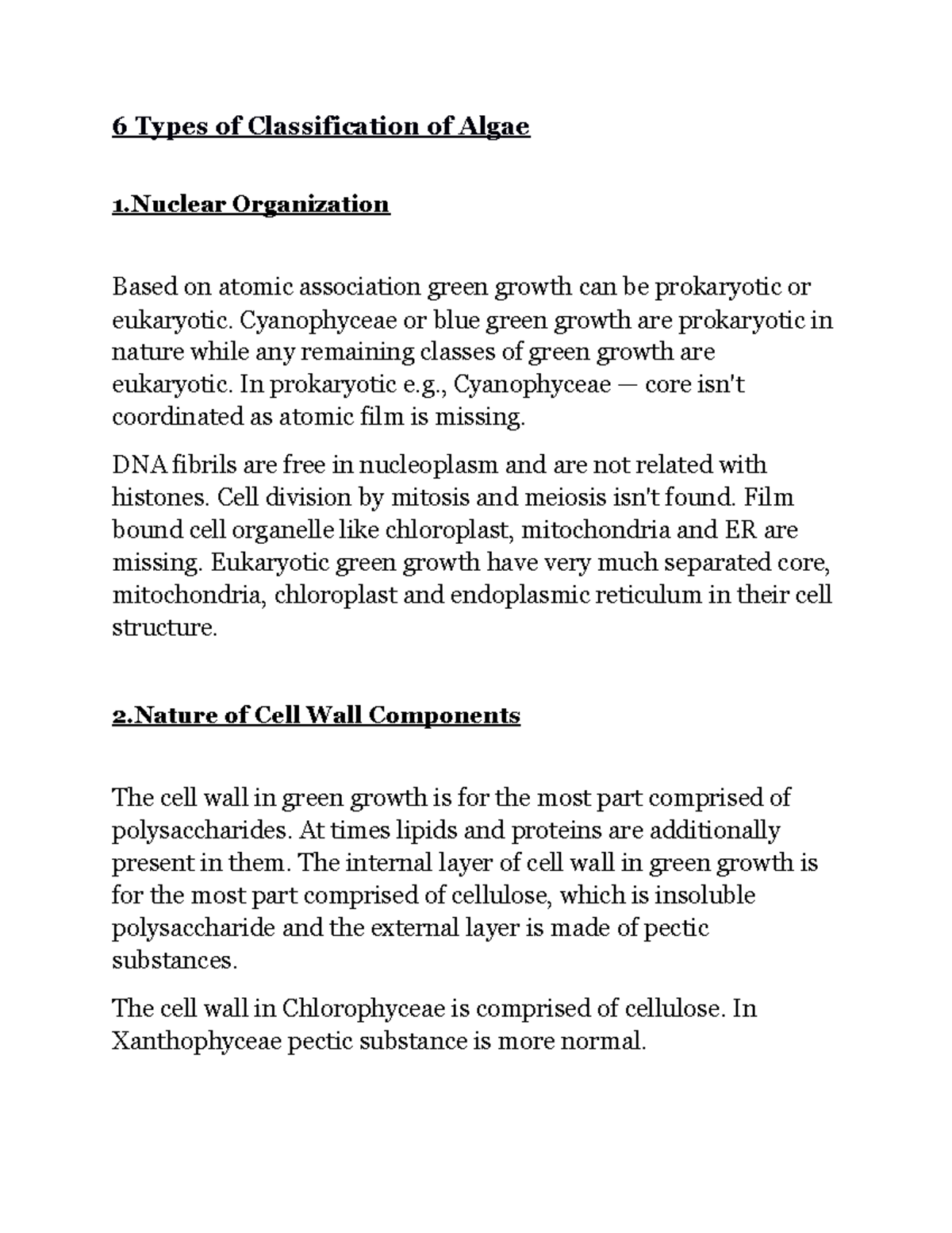 6 Types of Classification of Algae - Cyanophyceae or blue green growth ...