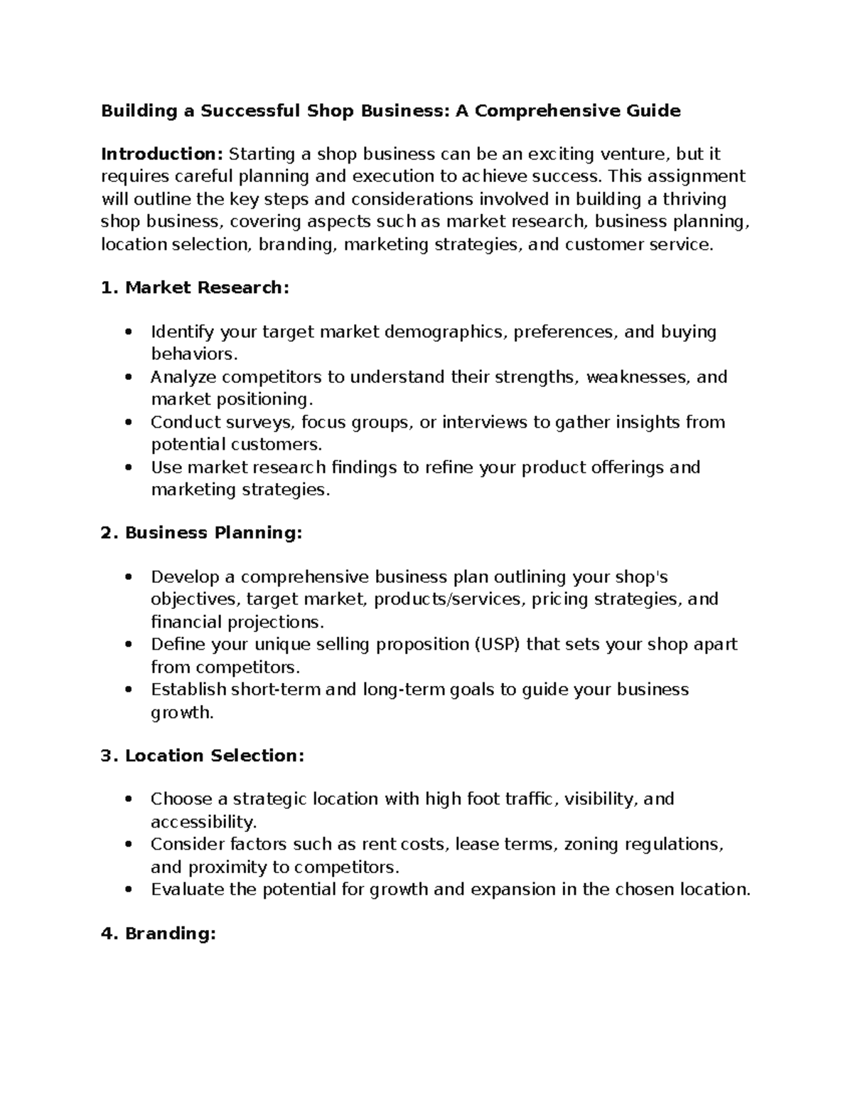 Document - coursework - Building a Successful Shop Business: A ...