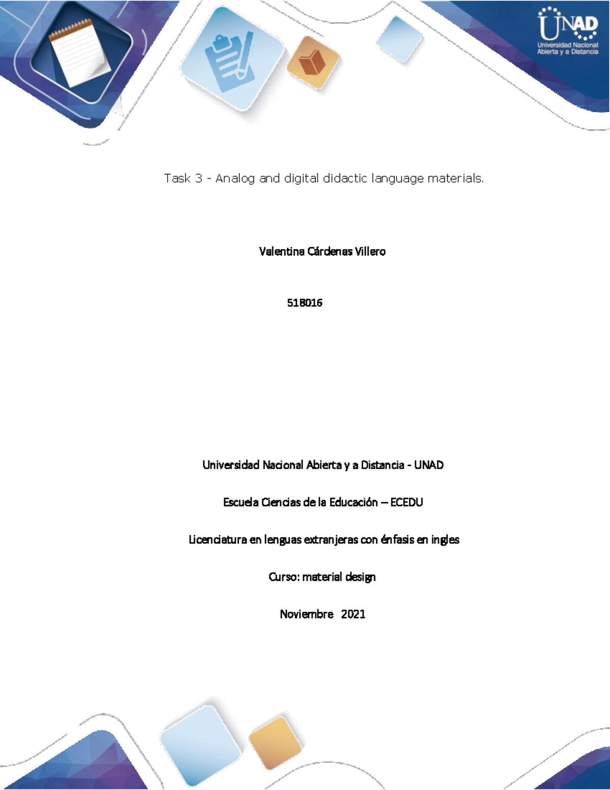 Analog and digital didactic language materals. Valentina Cárdenas - Task 3 - Analog and digital ...