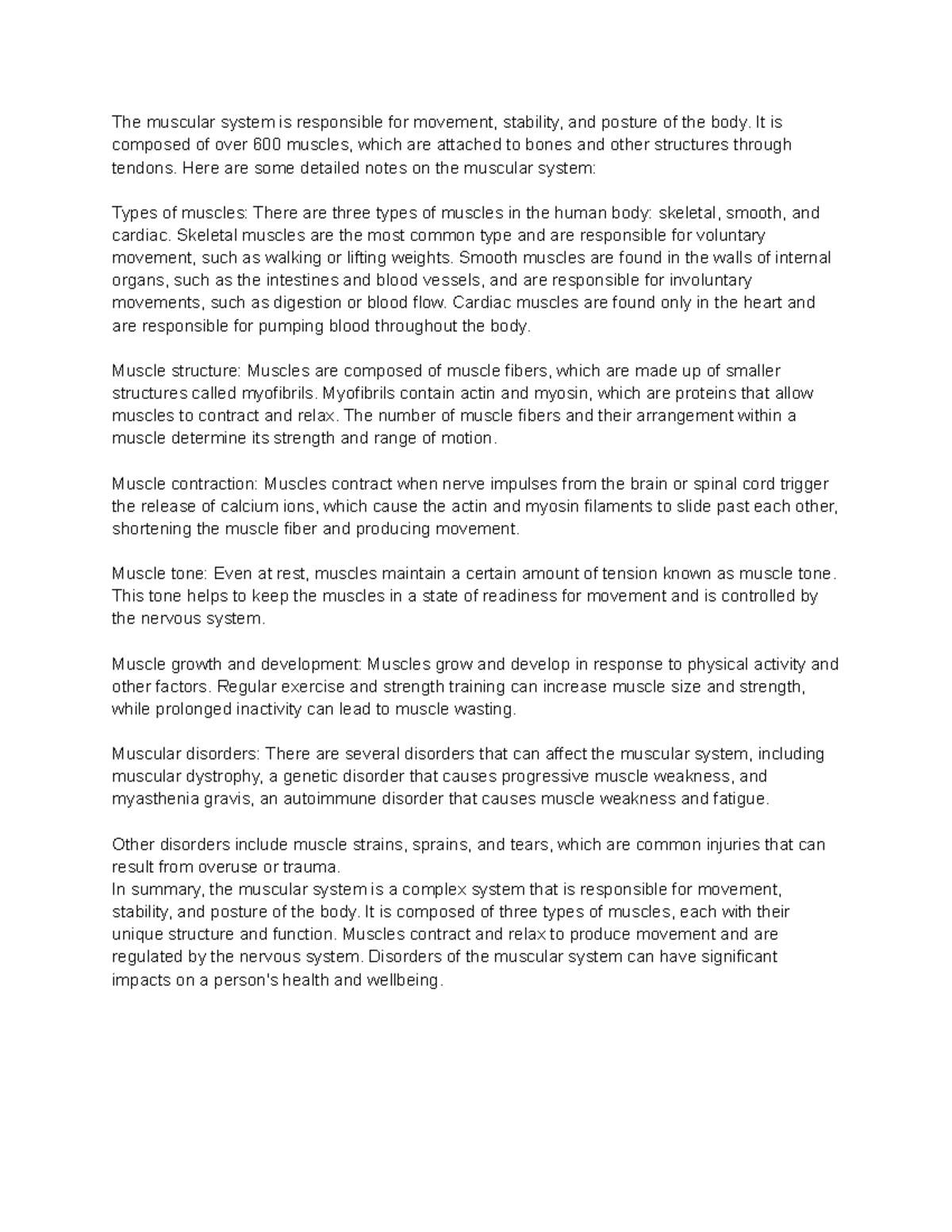 Muscular System - The muscular system is responsible for movement ...