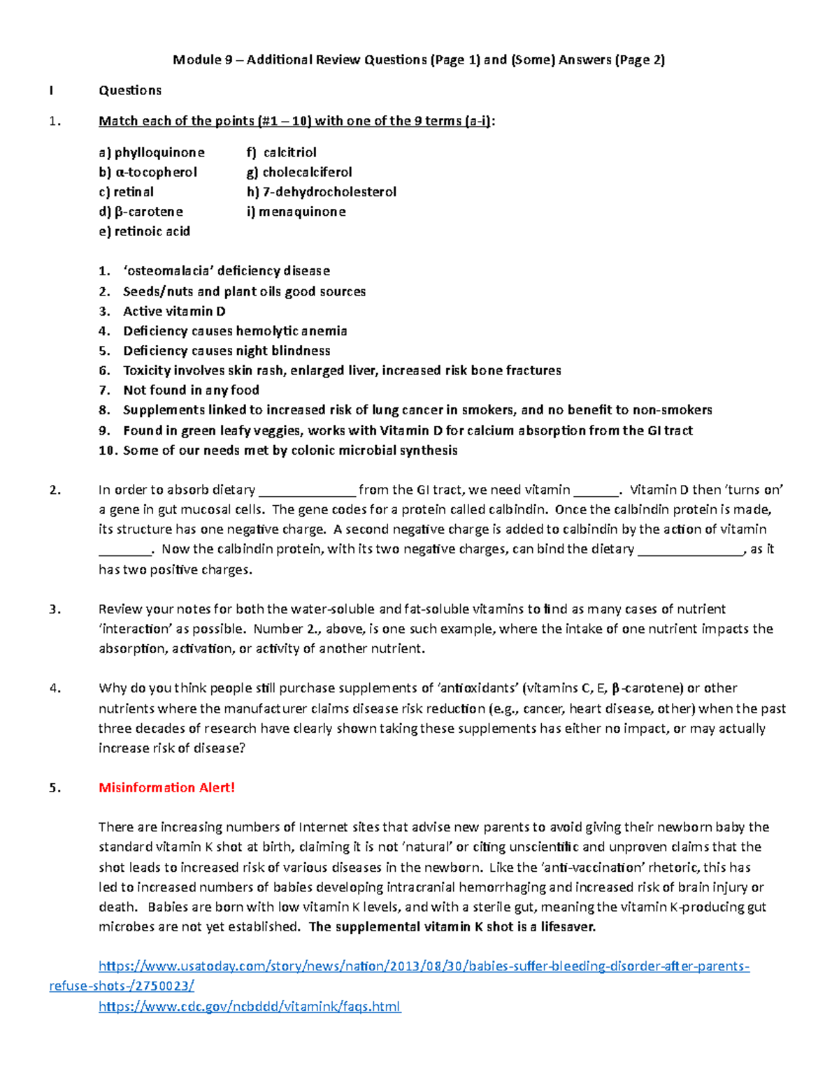 Module 9 - Sample Review Questions and Answers Winter 2023 - Module 9 ...