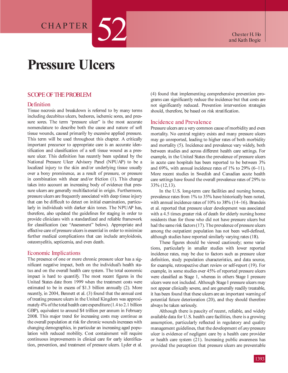 Pressure Ulcer - C H A P T E R 52 SCOPE OF THE PROBLEM Definition ...