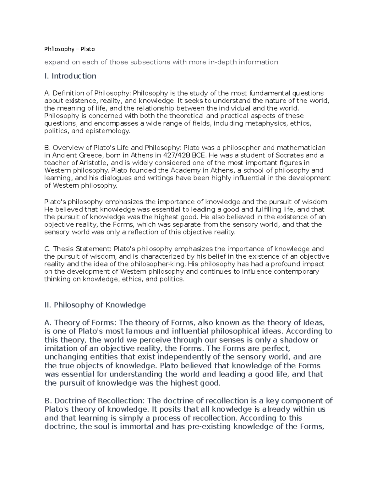 Philosophy of Plato: Introduction Knowledge and Ethics - Studocu