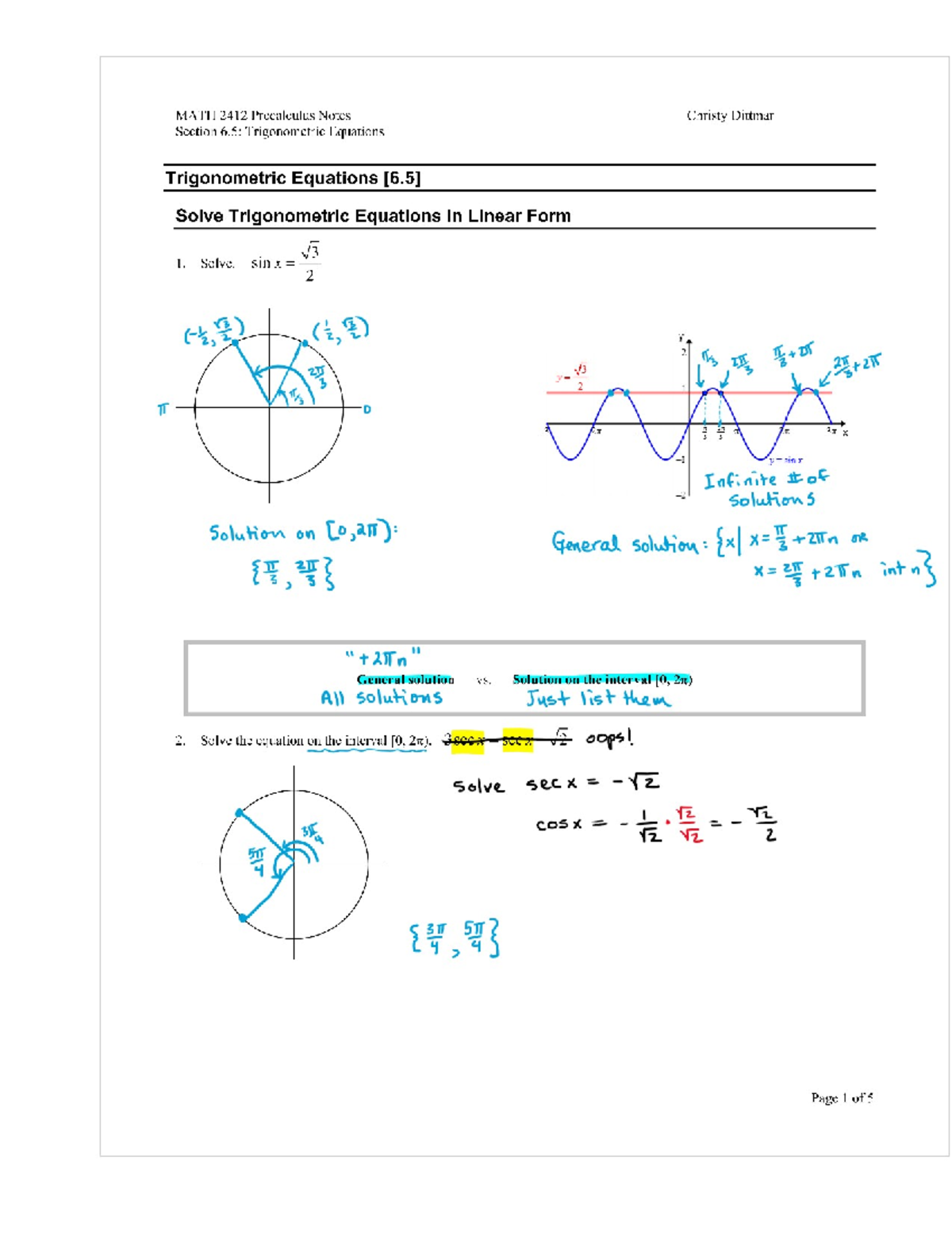 Section 6-5 Completed Notes - MATH 1115 - Studocu