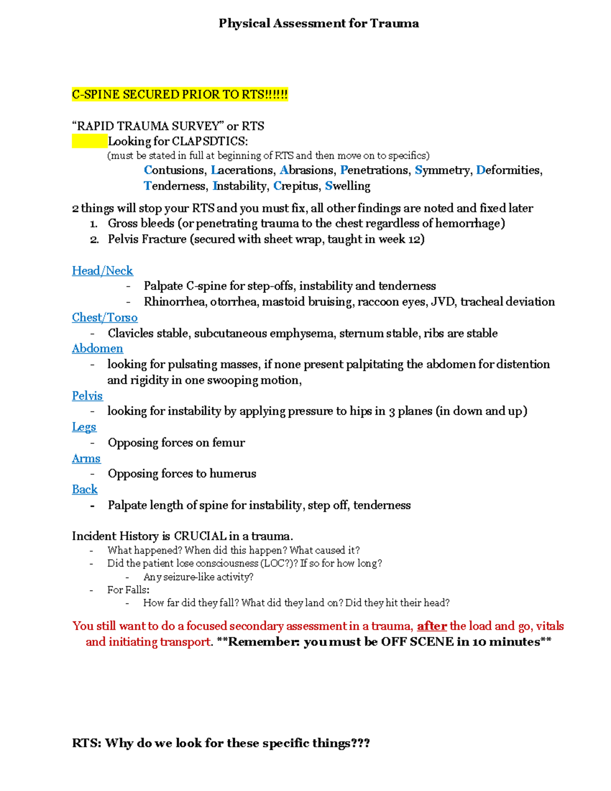 Physical Assessment for Trauma - Physical Assessment for Trauma C-SPINE ...