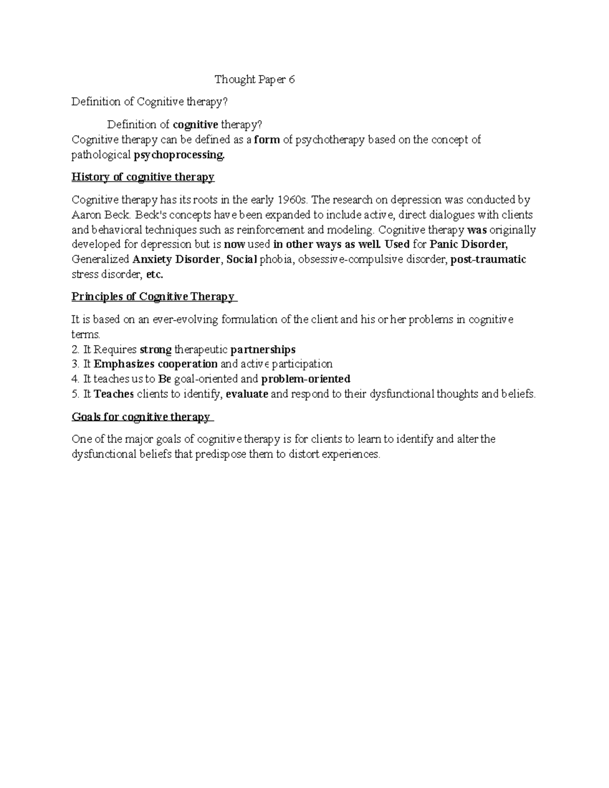 Thought Paper 6 - This is the assignment given by Scott Hemenover ...