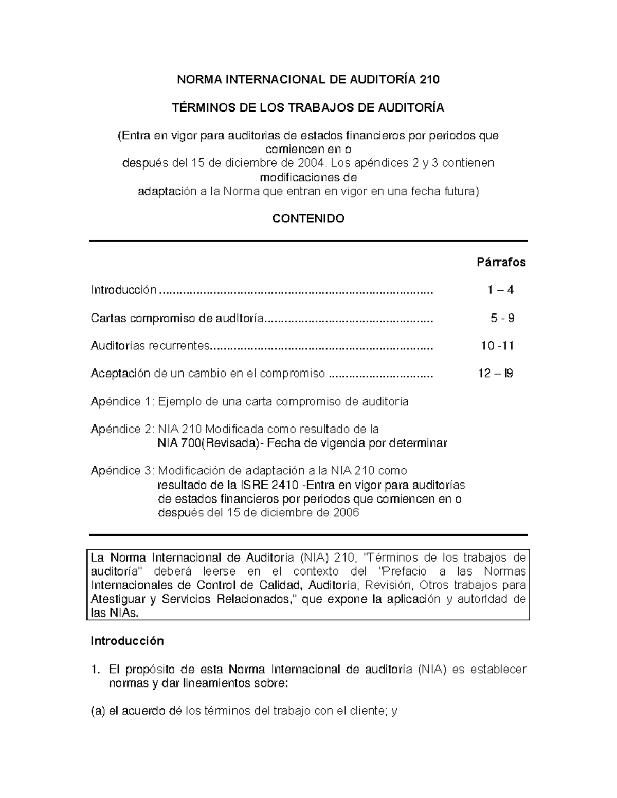 NIA -210pdf - NIA 210 - NORMA INTERNACIONAL DE AUDITORÕA 210 T.. DE LOS ...