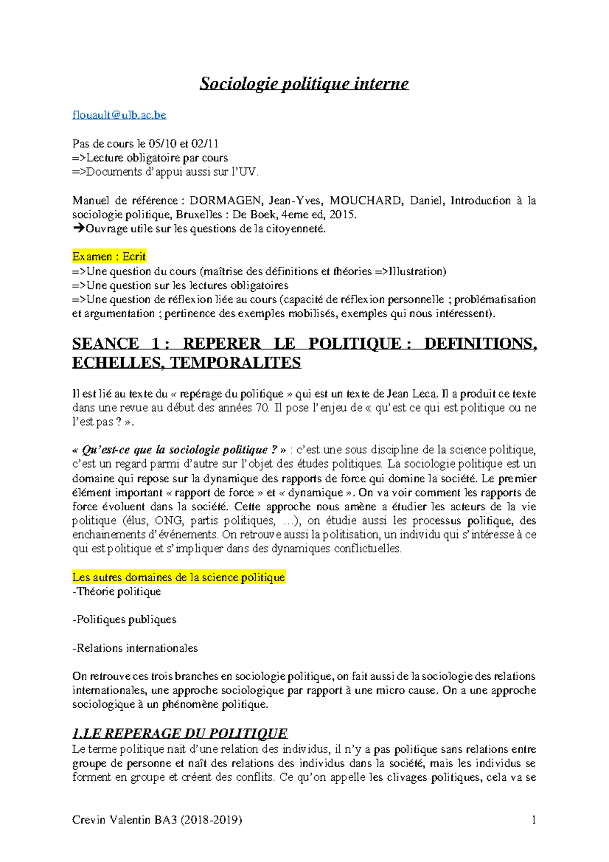 1. Cours Sociologie politique interne PDF 2018-2019 - Warning: TT ...
