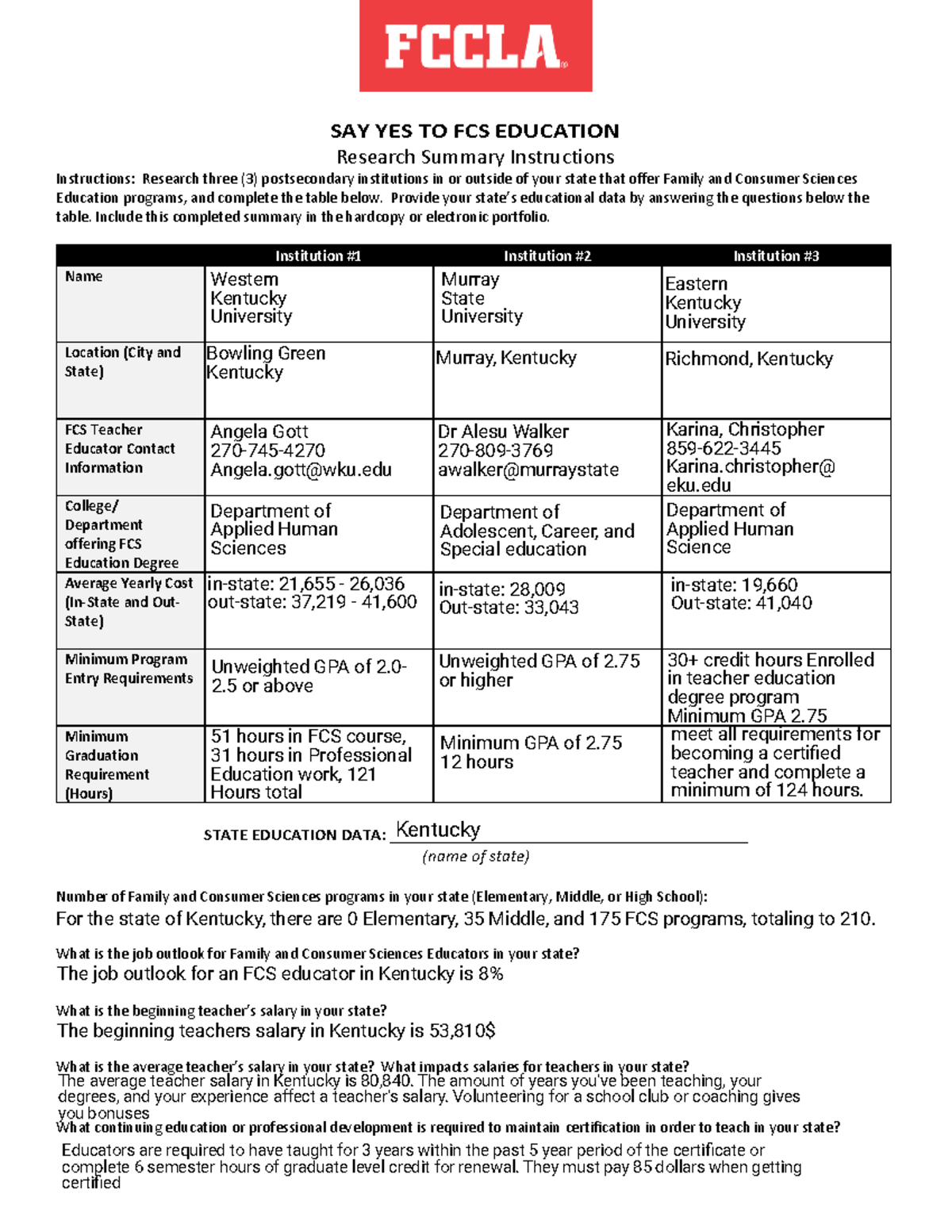 Research University Page - SAY YES TO FCS EDUCATION Research Summary ...