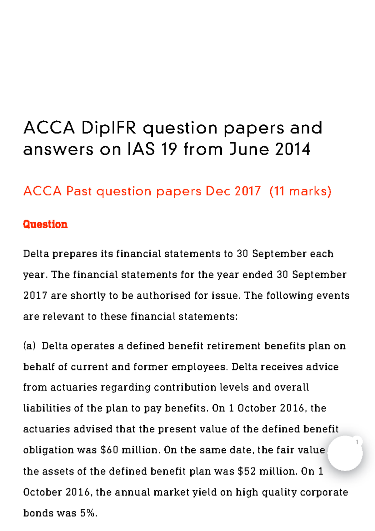 ACCA Dip IFR question papers and answers on IAS 19 from June 2014 ...