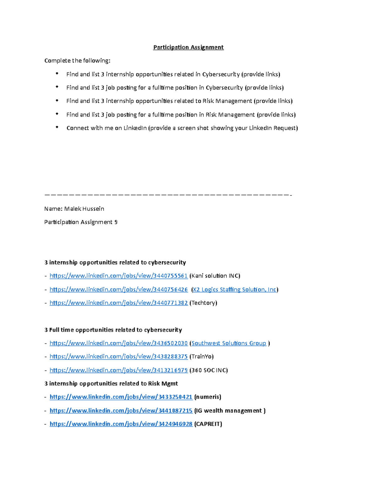 Participation Assignment 9 Done - Par$cipa$on Assignment Complete the ...