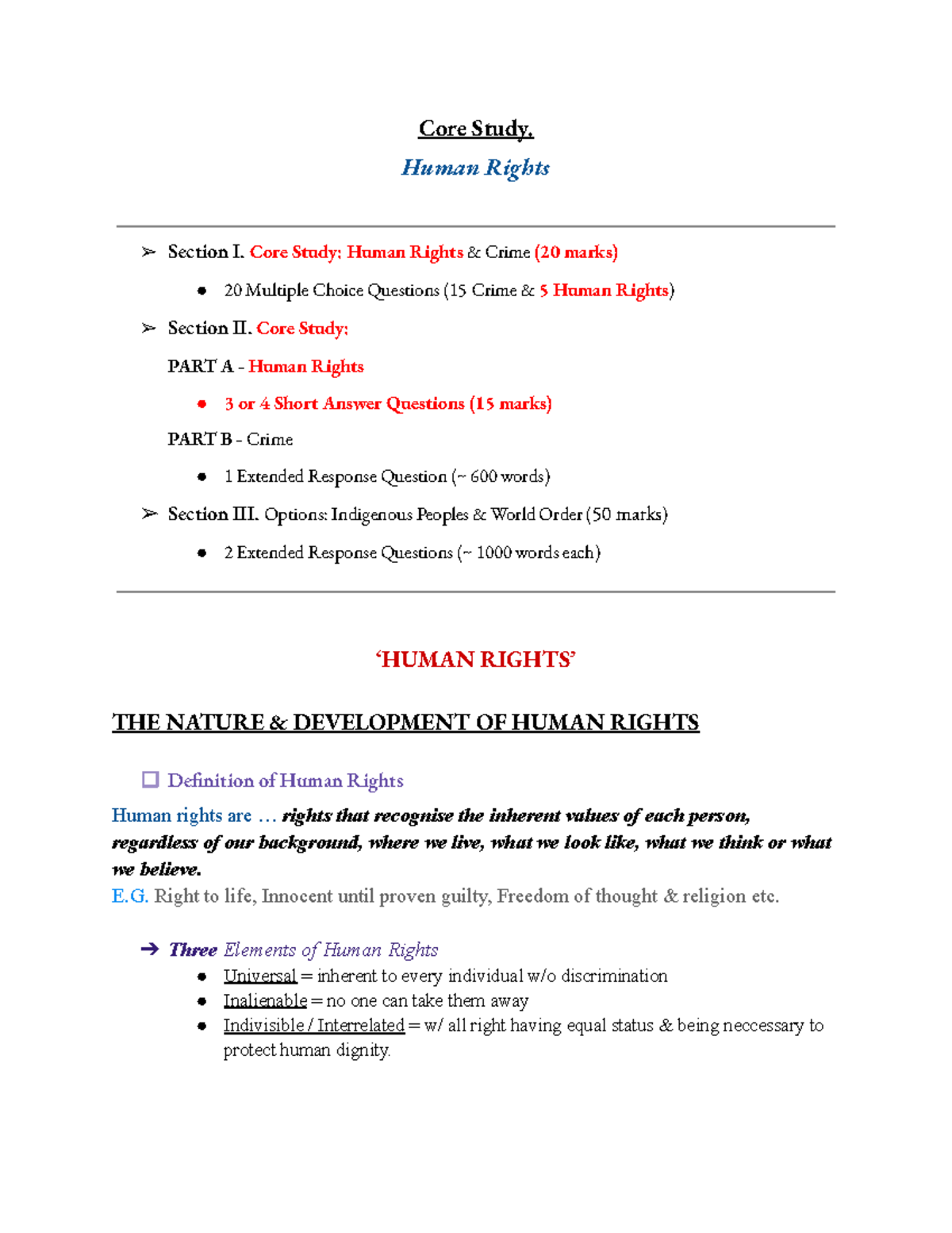 Human Rights studocu - Outline of Core Content - Core Study. Human ...
