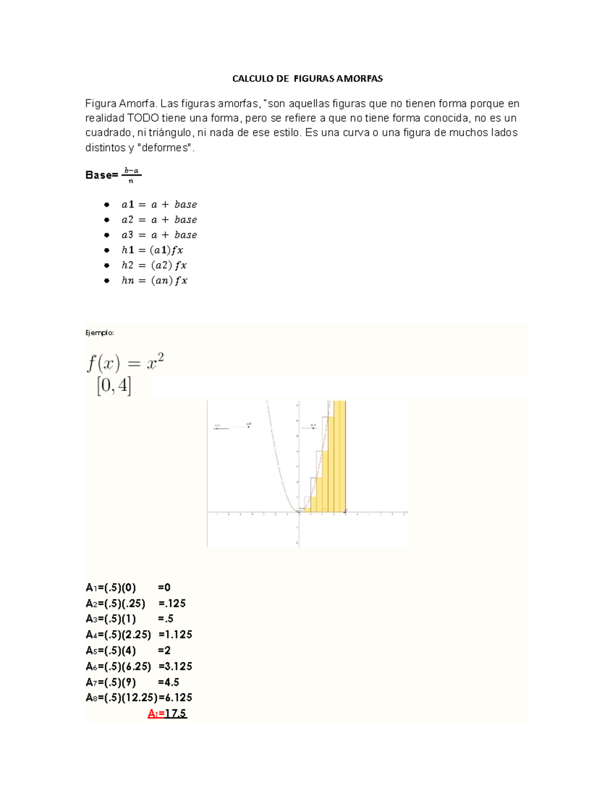 Calculo DE Figuras Amorfas - CALCULO DE FIGURAS AMORFAS Figura Amorfa ...