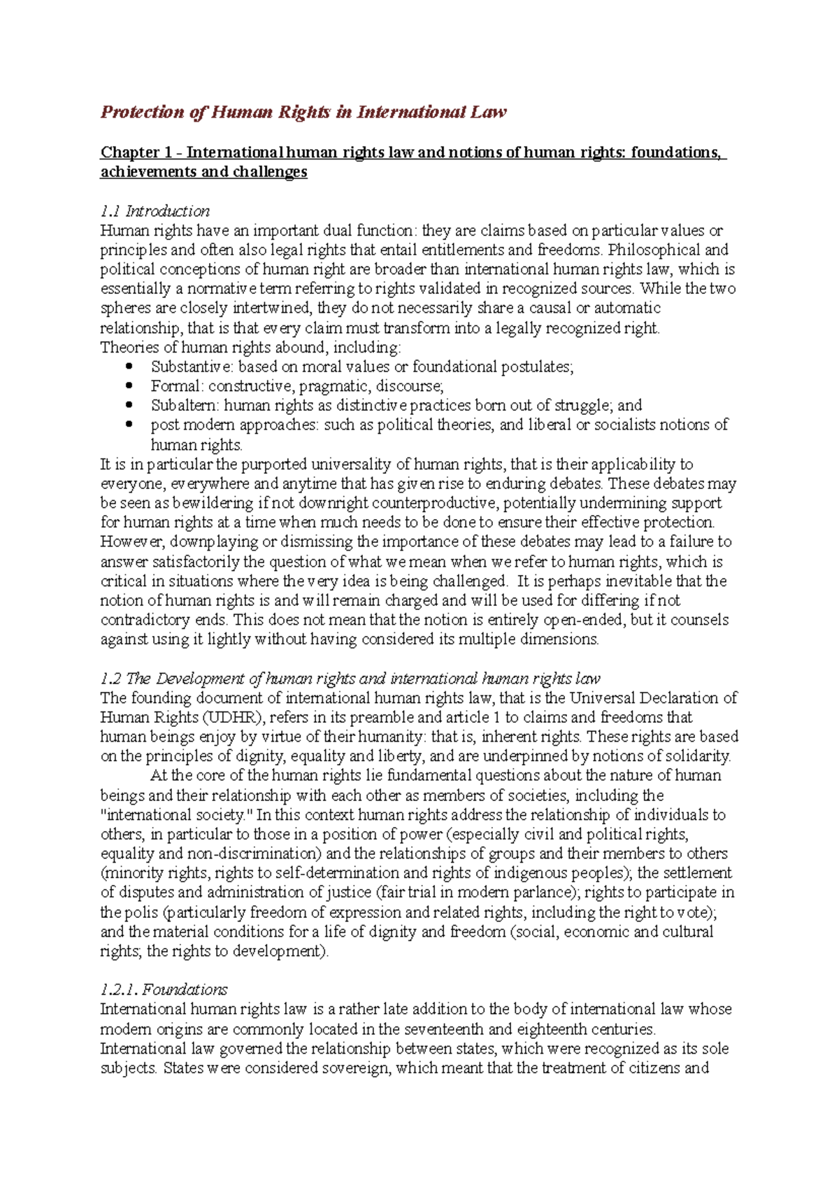 Summary Book - International Human Rights Law and Practice - Protection ...