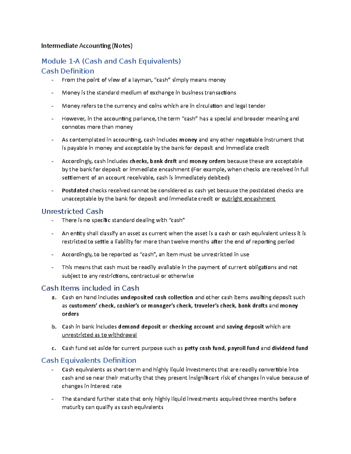 Intermediate Accounting ((Notes) - Intermediate Accounting (Notes ...