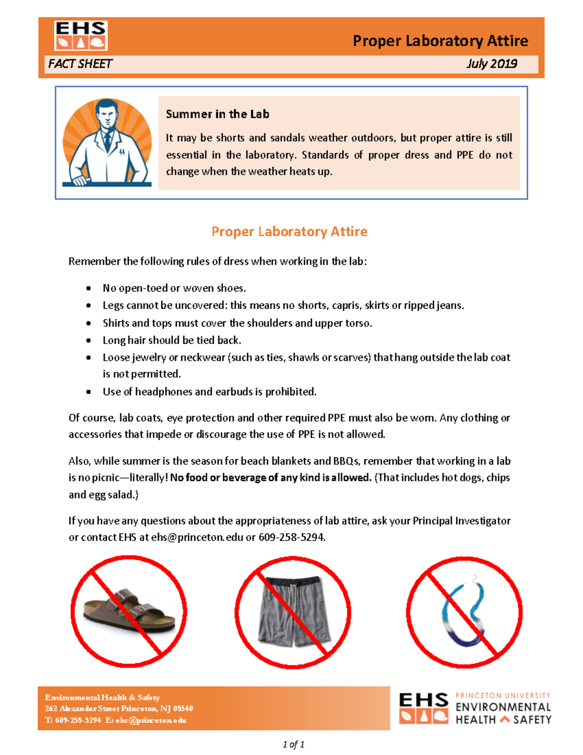 Summer Lab Attire - lab coats - 1 of 1 FACT SHEET July 2019 ...