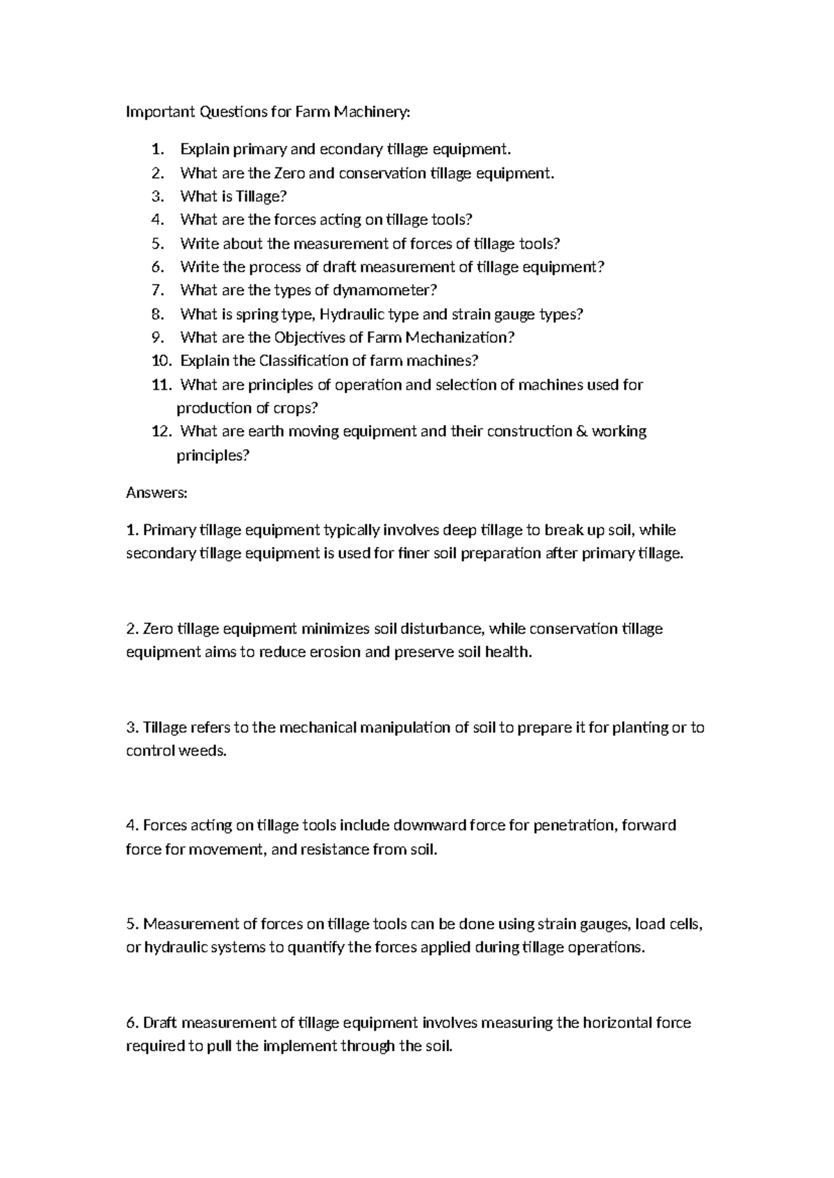 Important Quest WPS Office - Important Questions for Farm Machinery: 1 ...