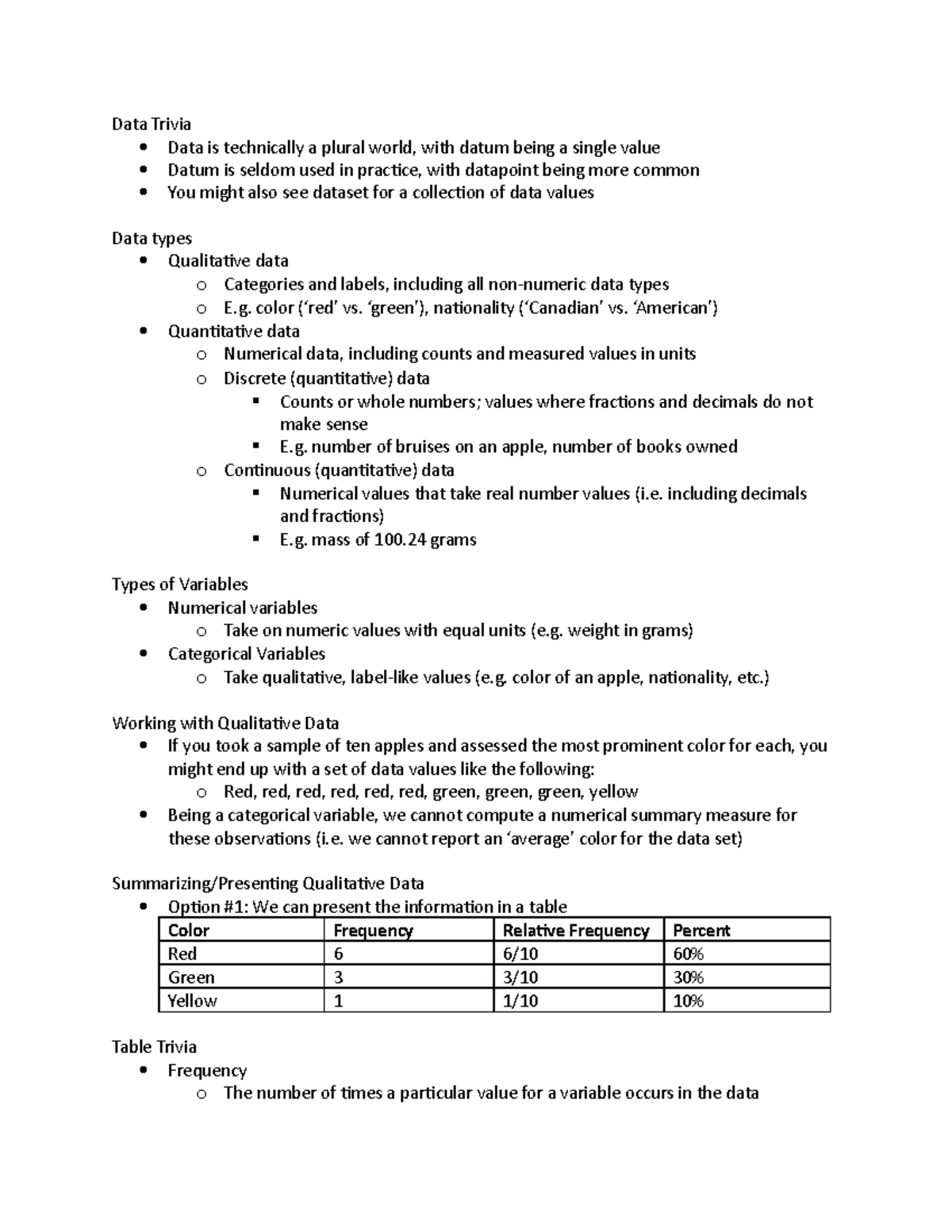 STAT 202 Lesson 02 - Data Trivia Data is technically a plural world ...