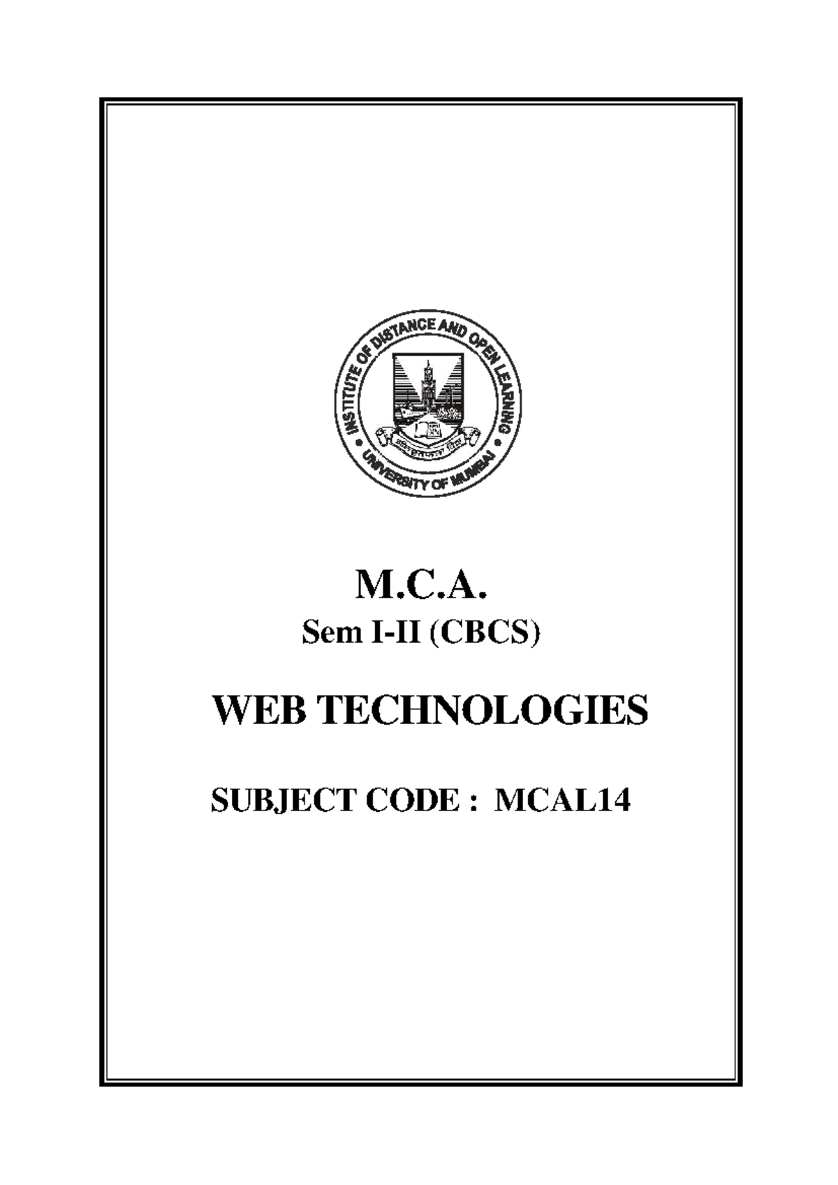 Web-technology - its a simple note - SUBJECT CODE : MCAL WEB ...