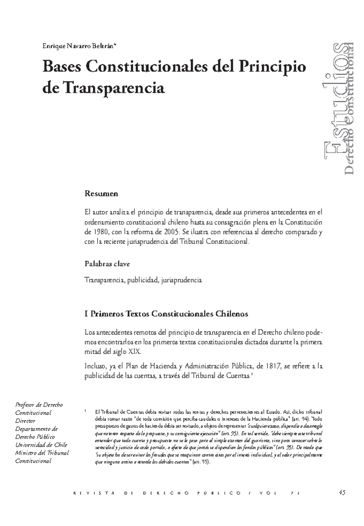 Navarro. Bases constitucionales de principio de transparencia (2010 ...